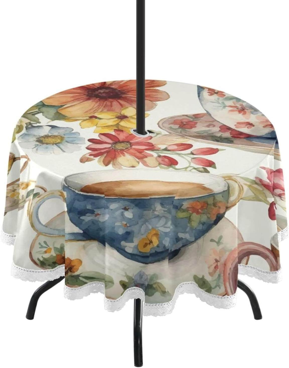 Coolnut Floral Summer Round Table Cloth, Heat Resistant Table Cover ...