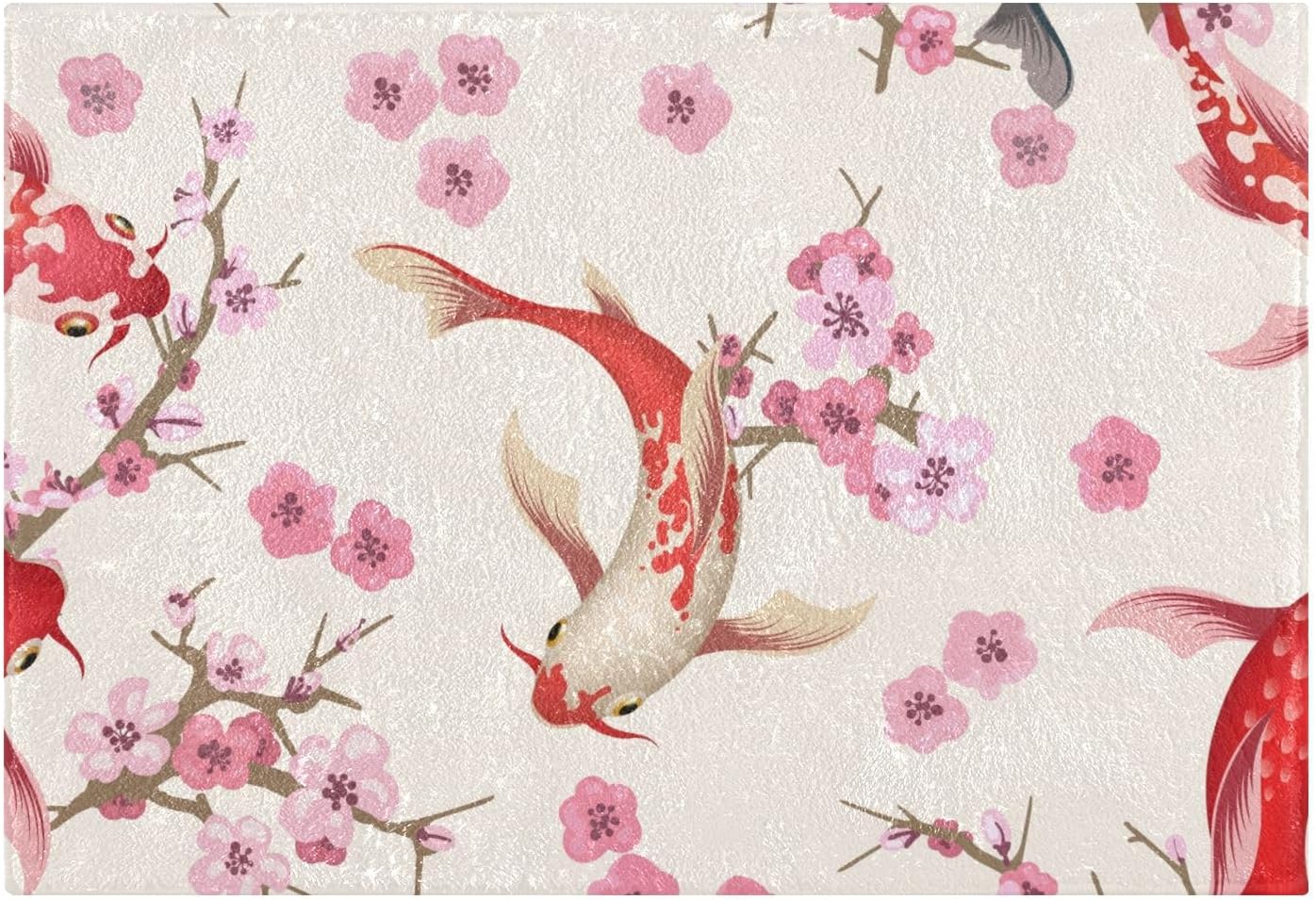 Coolnut Floral Ukiyoe Fish Bathroom Rug Rectangular Bath Mat Non Slip ...