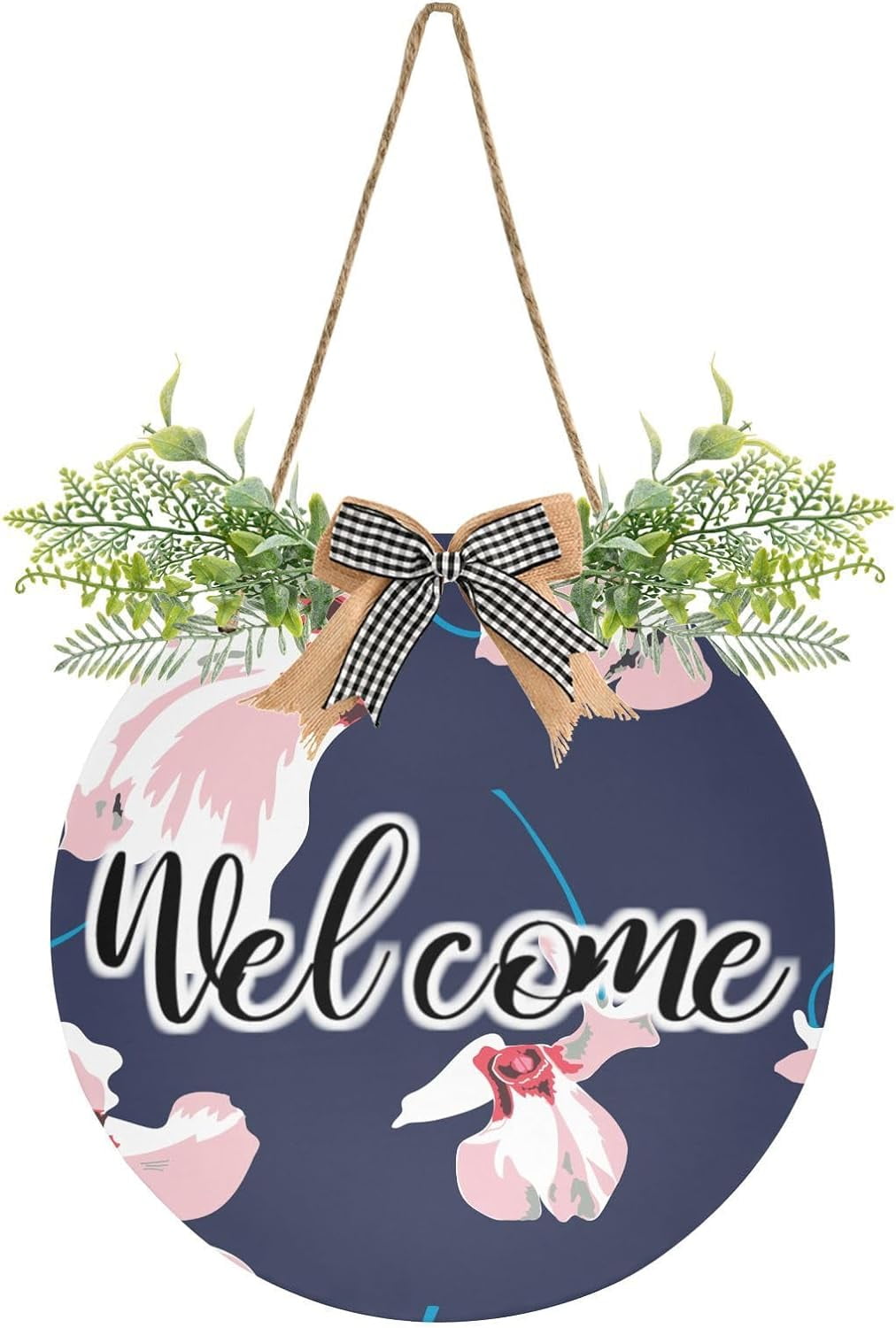Coolnut Flower Front Door Round, Hanging Welcome Sign, Front Door for ...