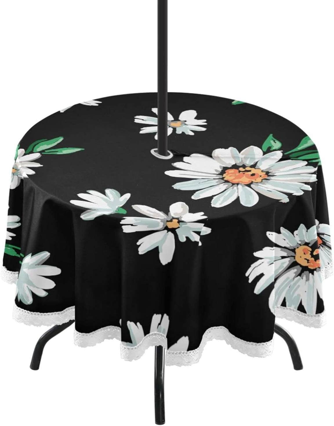 Coolnut Flower Pattern Round Table Cloth, Heat Resistant Table Cover ...