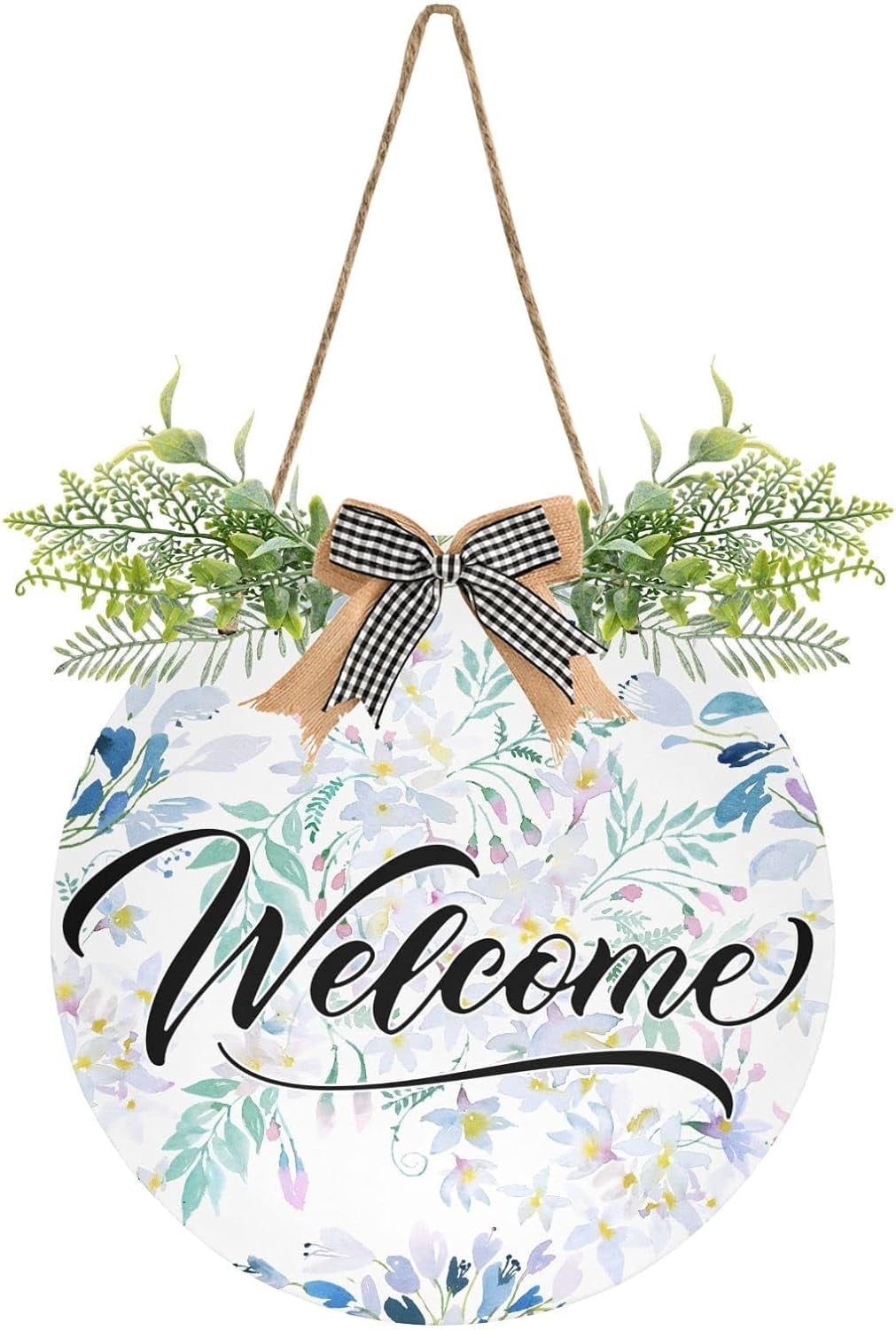 Coolnut Flower Welcome Sign for Front Door, Rustic Wooden Wall Sign ...