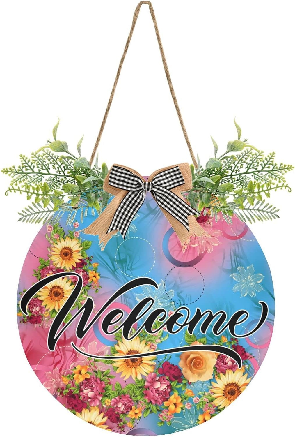 Coolnut Flower Welcome Sign for Front Door, Rustic Wooden Wall Sign ...