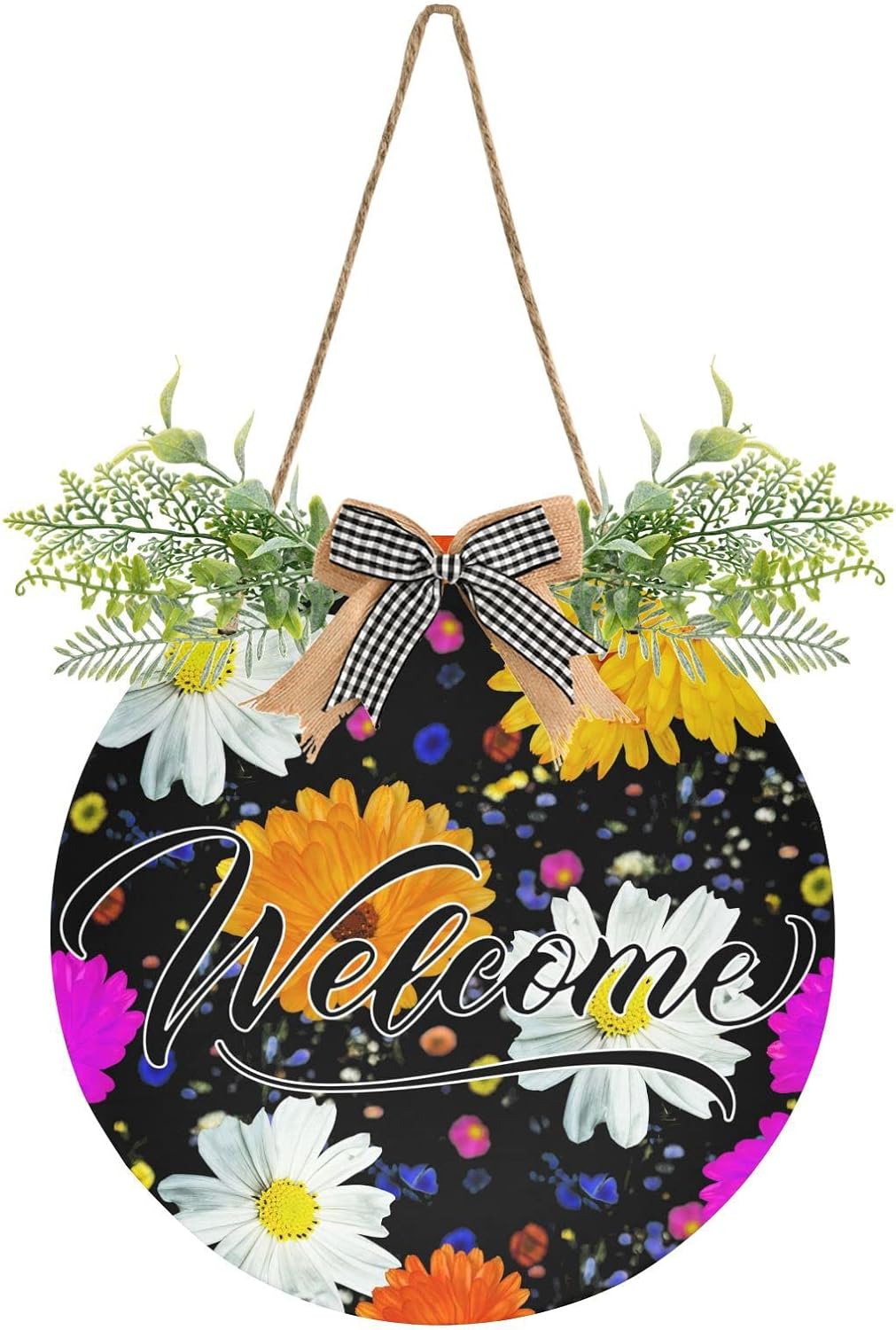 Coolnut Flower Welcome Sign for Front Door, Rustic Wooden Wall Sign ...