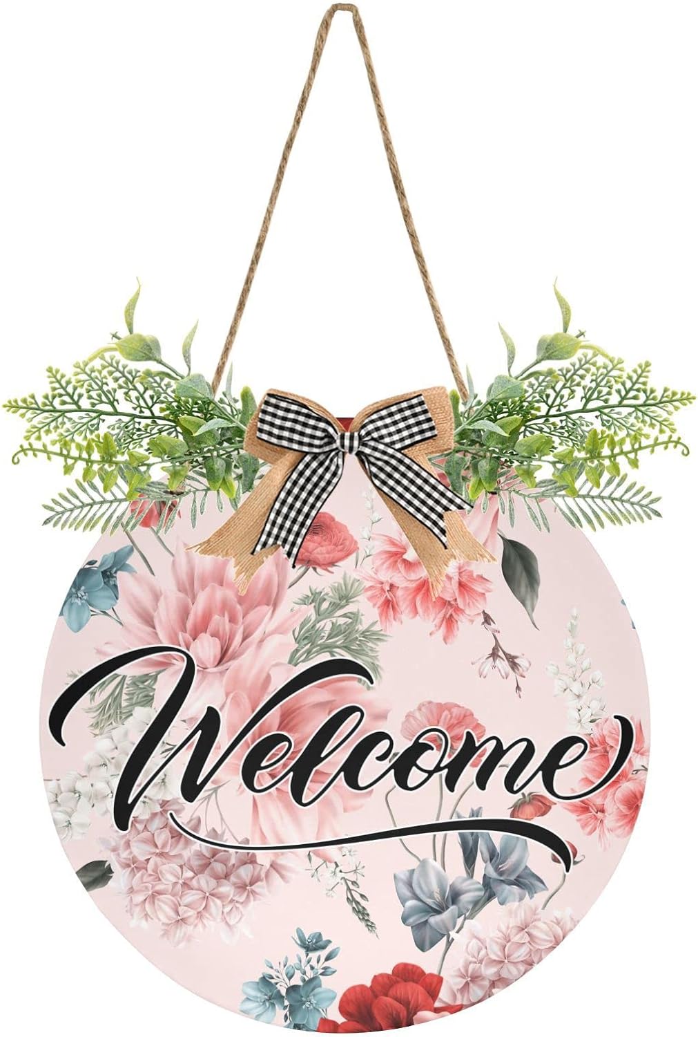 Coolnut Flower Welcome Sign for Front Door, Rustic Wooden Wall Sign ...