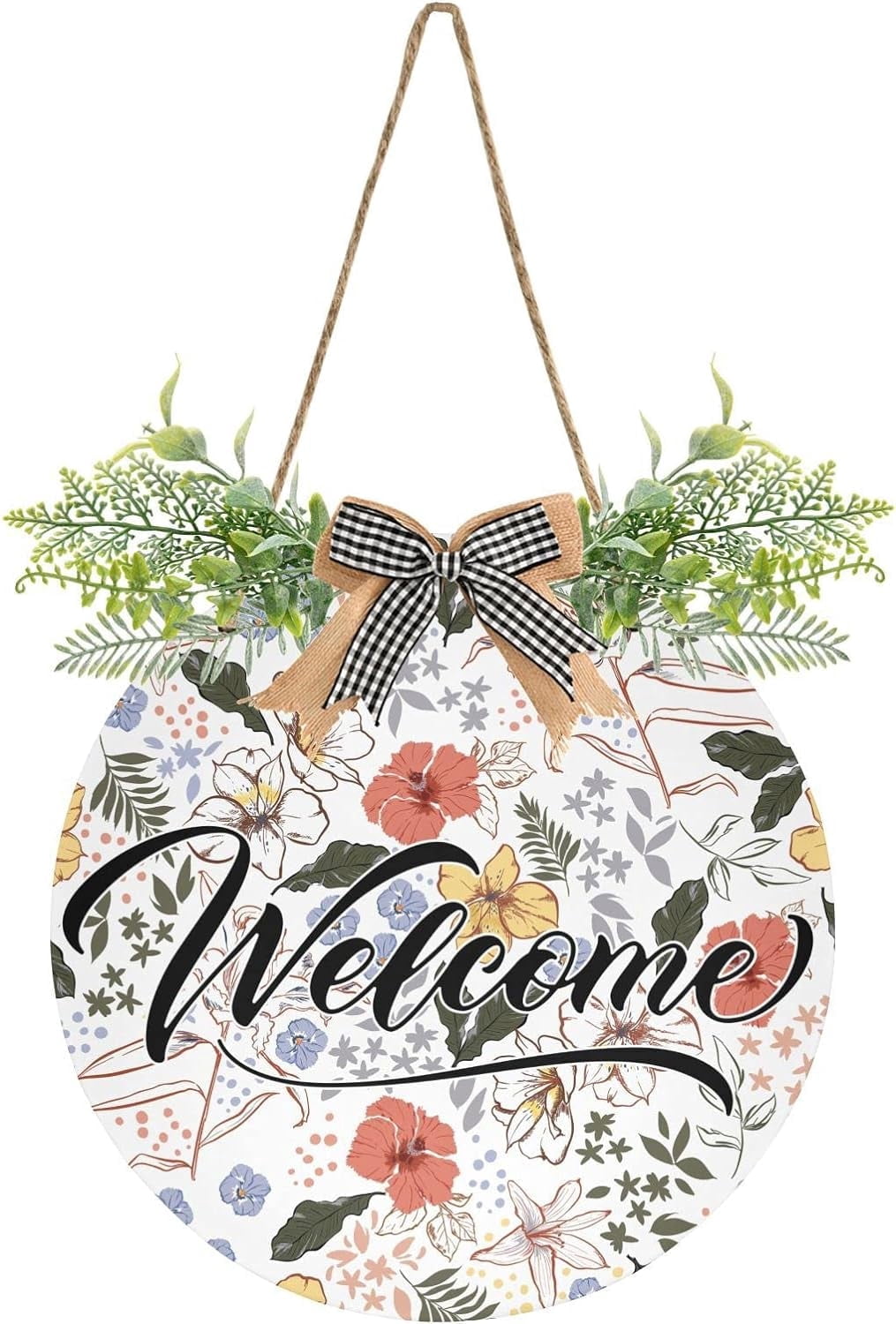 Coolnut Flower Welcome Sign for Front Door, Rustic Wooden Wall Sign ...