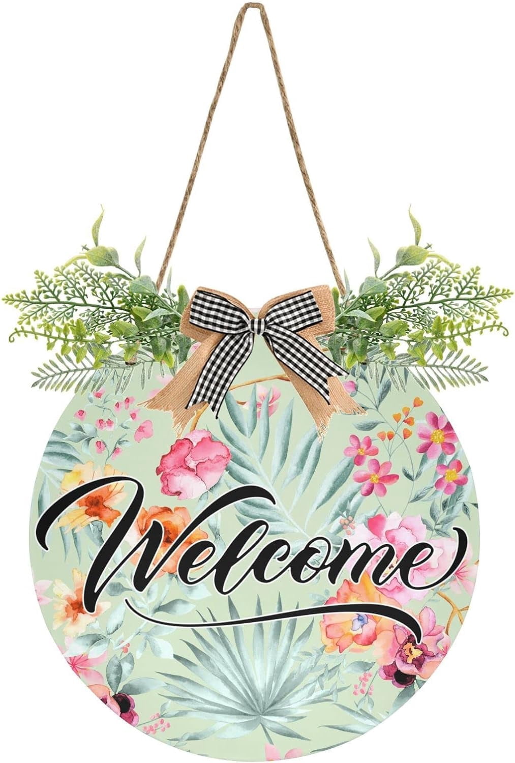 Coolnut Flower Welcome Sign for Front Door, Rustic Wooden Wall Sign ...