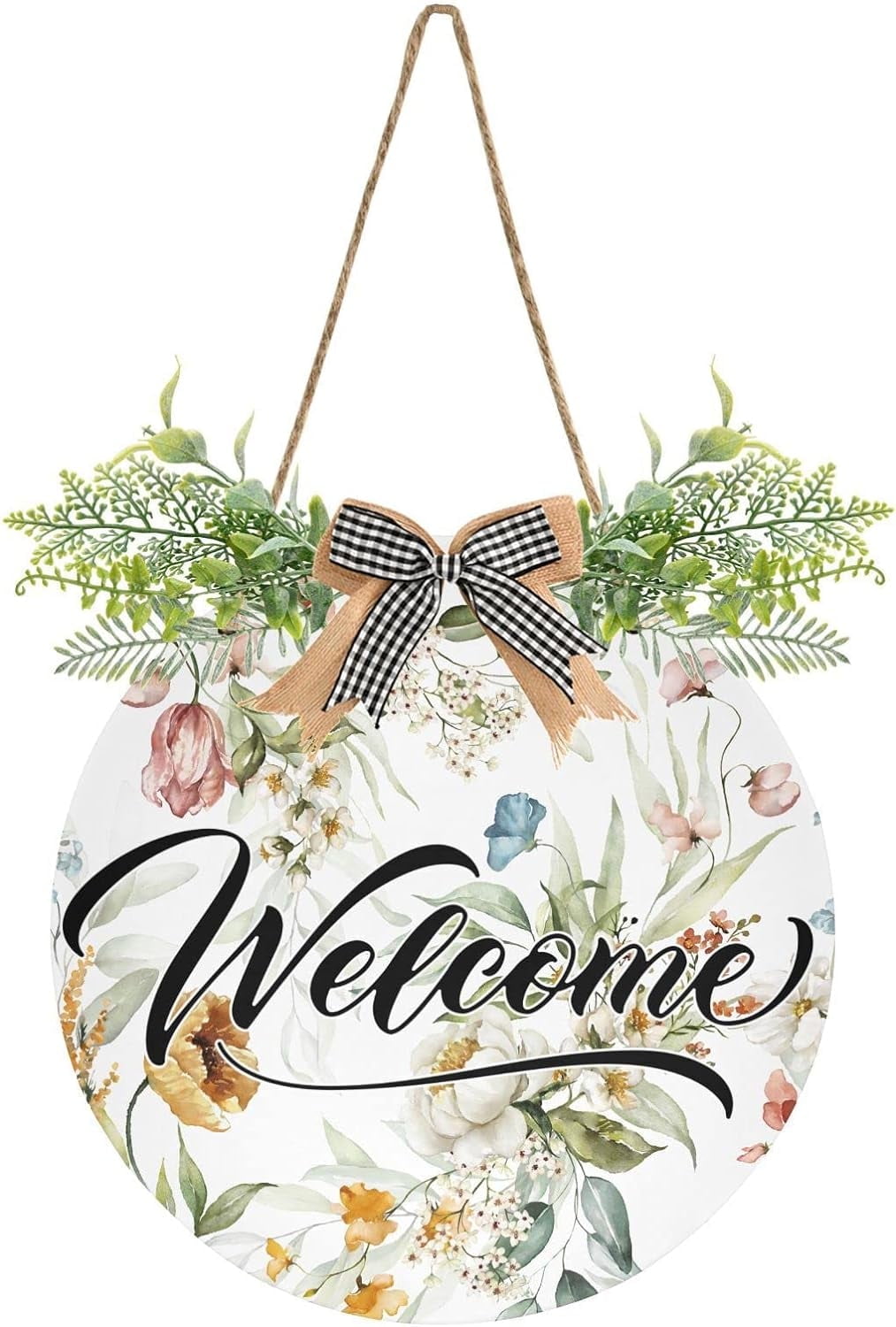 Coolnut Flower Welcome Sign for Front Door, Rustic Wooden Wall Sign ...