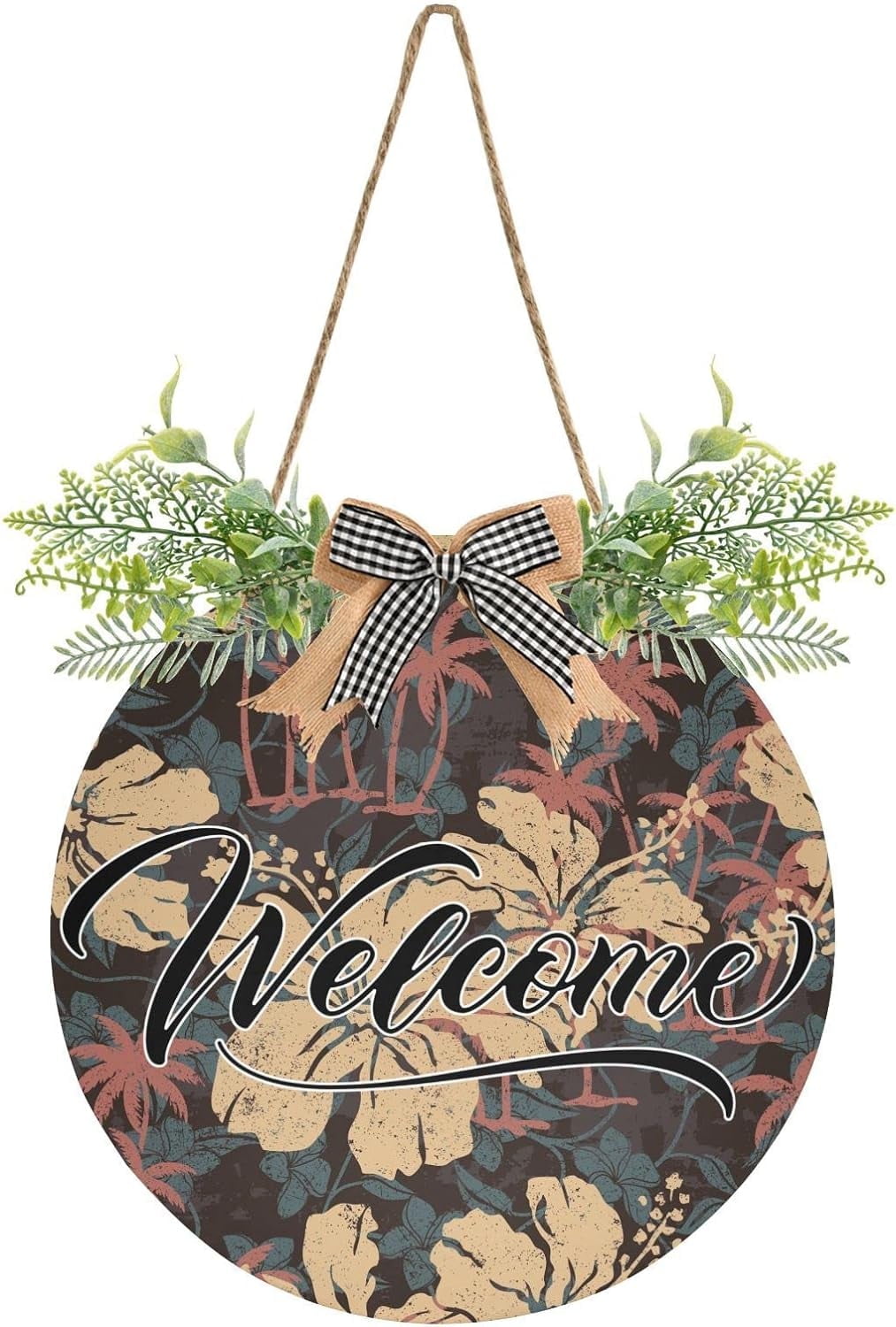 Coolnut Flower Welcome Sign for Front Door, Rustic Wooden Wall Sign ...