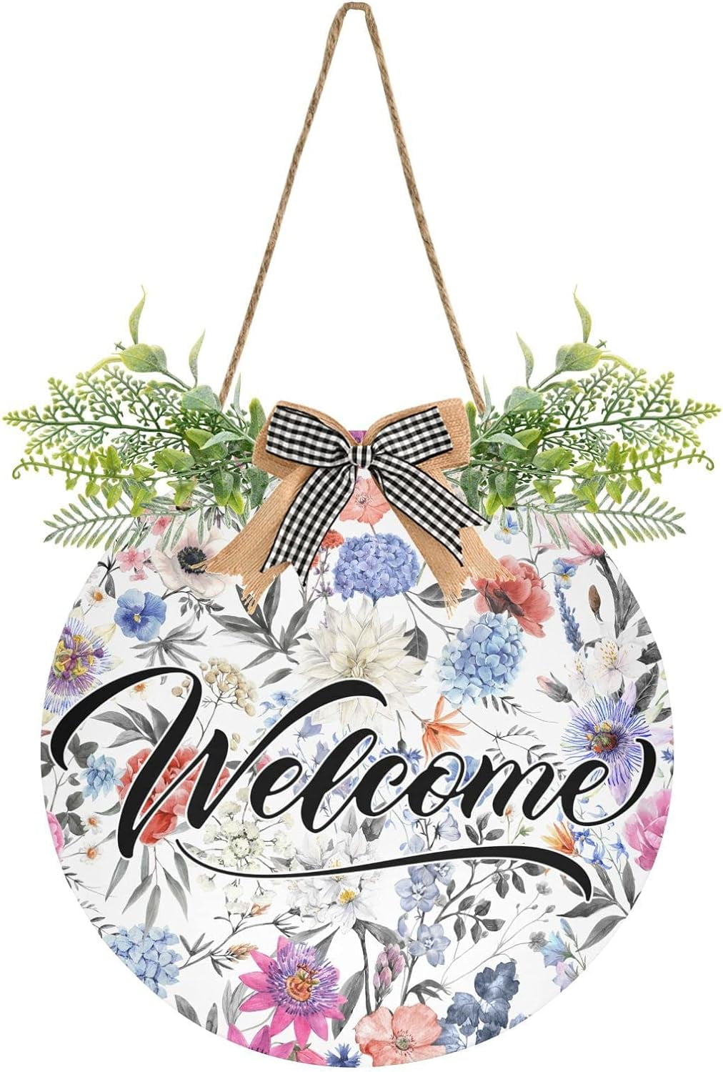 Coolnut Flower Welcome Sign for Front Door, Rustic Wooden Wall Sign ...