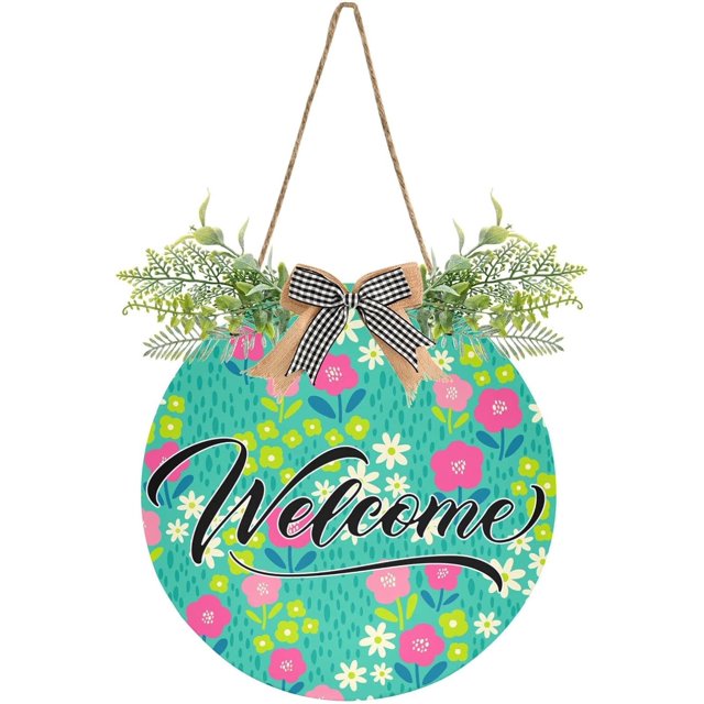 Coolnut Flower Welcome Sign for Front Door, Rustic Wooden Wall Sign ...