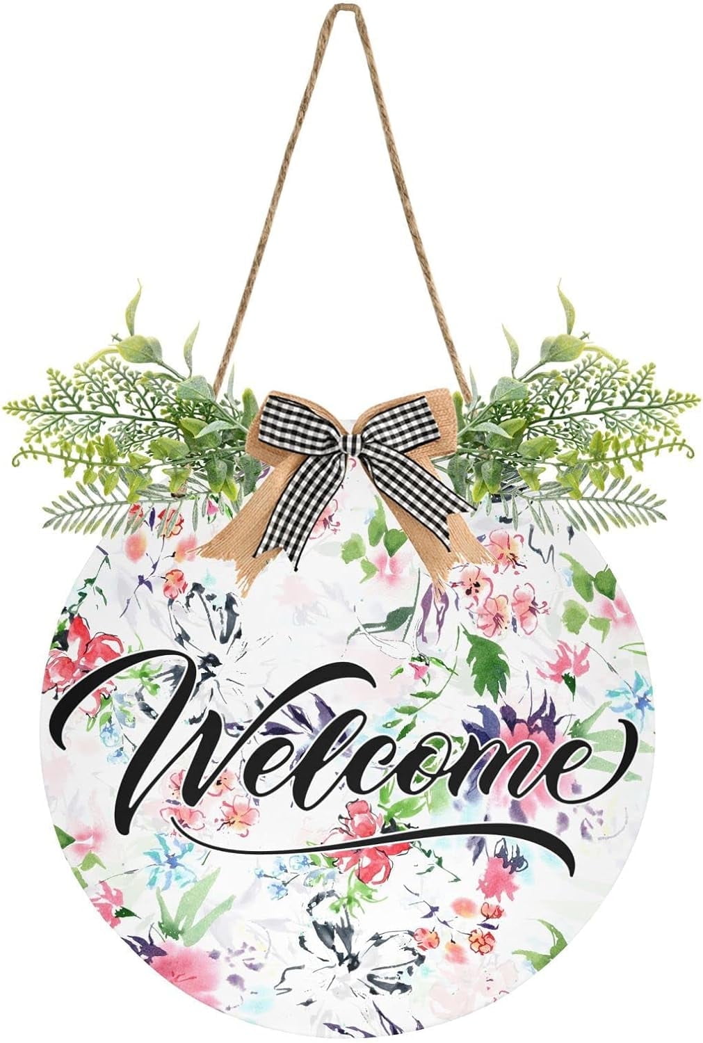 Coolnut Flower Welcome Sign for Front Door, Rustic Wooden Wall Sign ...