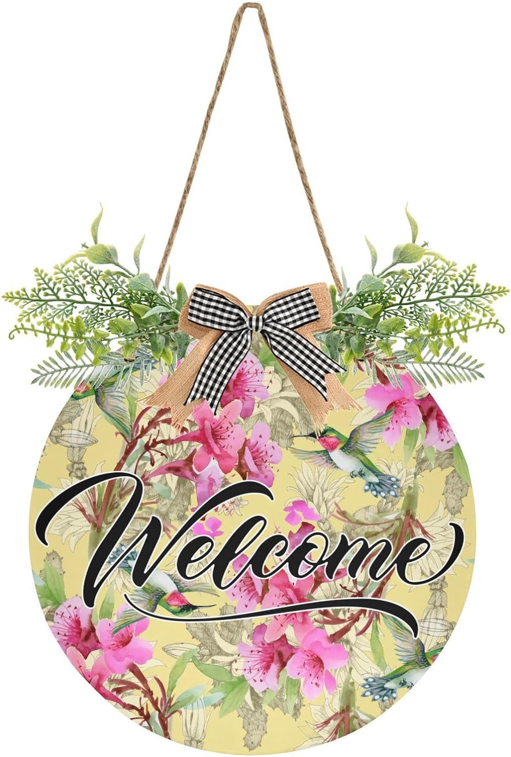 Coolnut Flower Welcome Sign for Front Door, Rustic Wooden Wall Sign ...