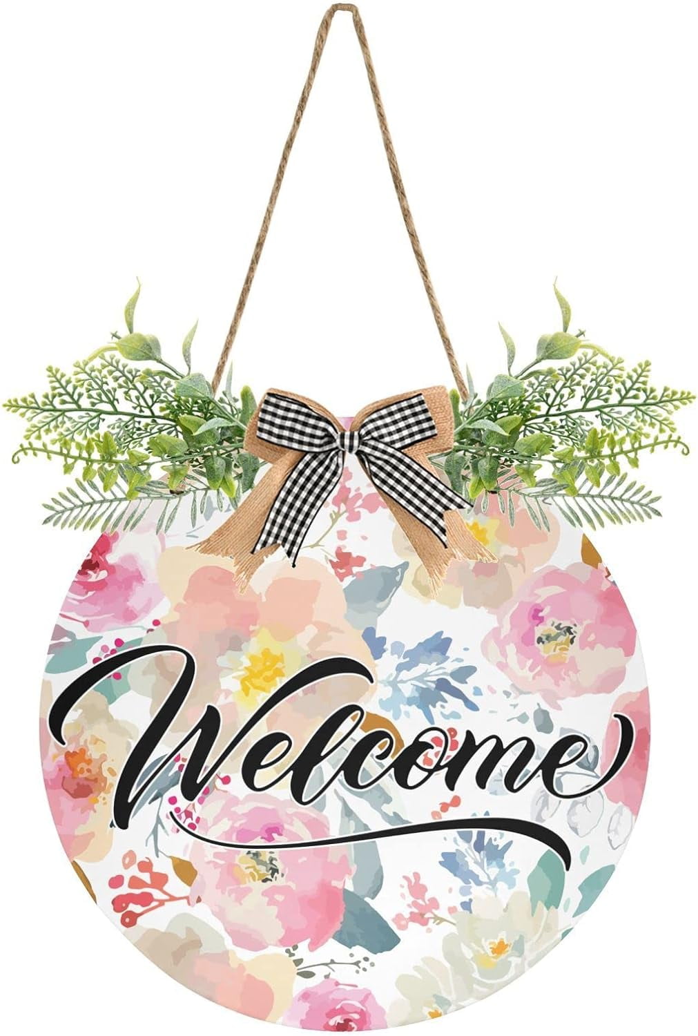 Coolnut Flower Welcome Sign for Front Door, Rustic Wooden Wall Sign ...