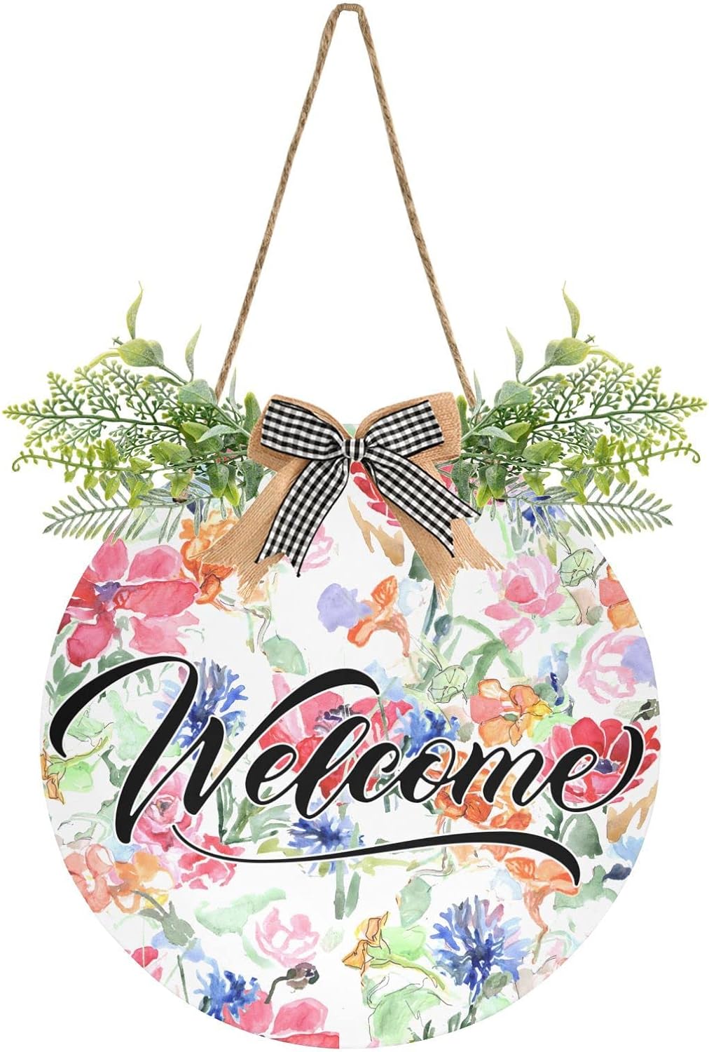 Coolnut Flower Welcome Sign for Front Door, Rustic Wooden Wall Sign ...