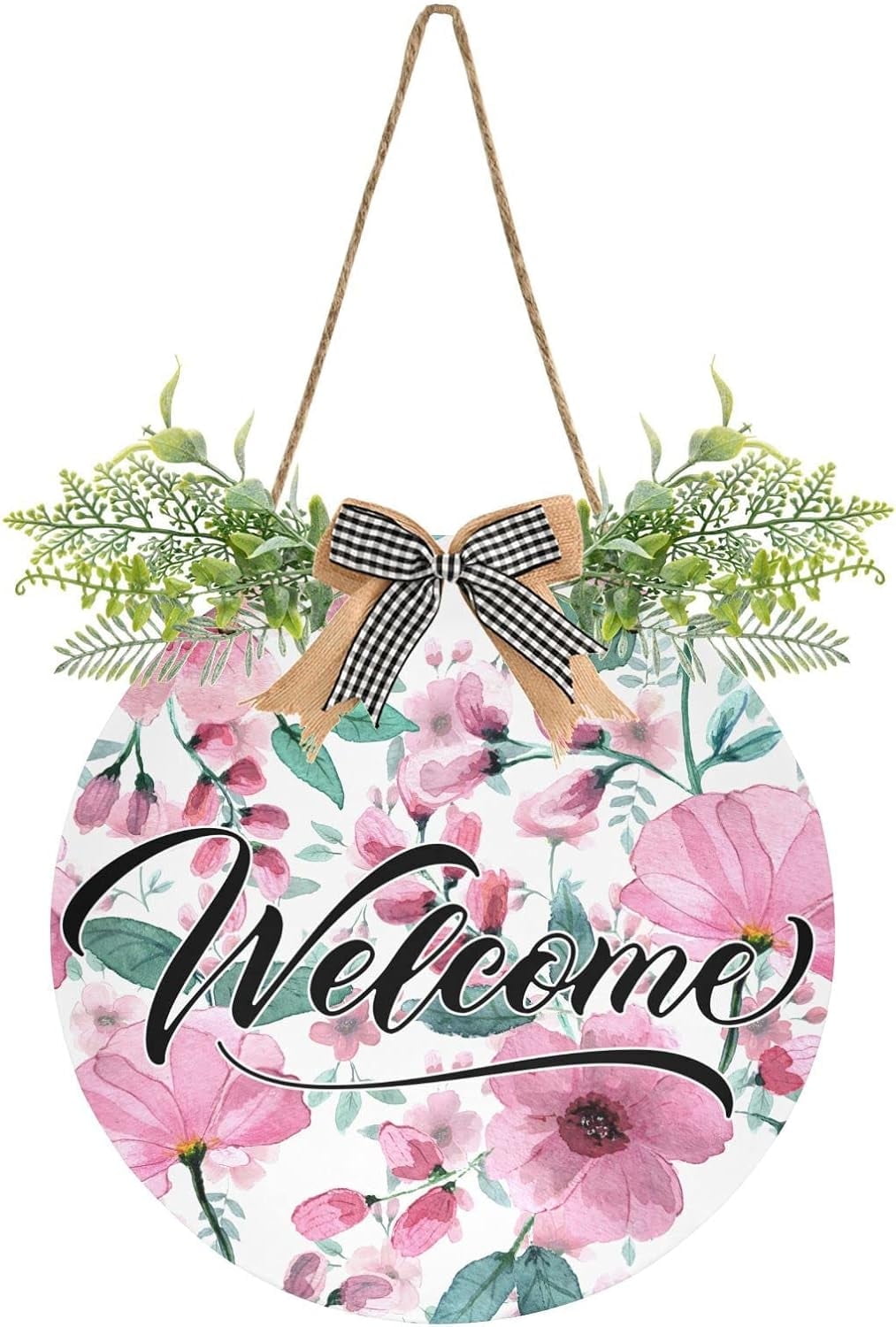 Coolnut Flower Welcome Sign for Front Door, Rustic Wooden Wall Sign ...