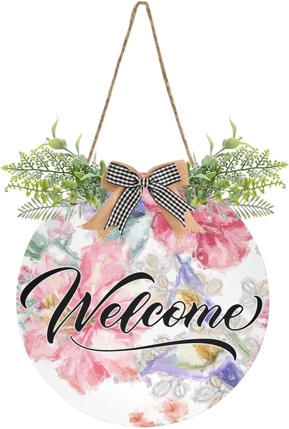 Coolnut Flower Welcome Sign for Front Door, Rustic Wooden Wall Sign ...