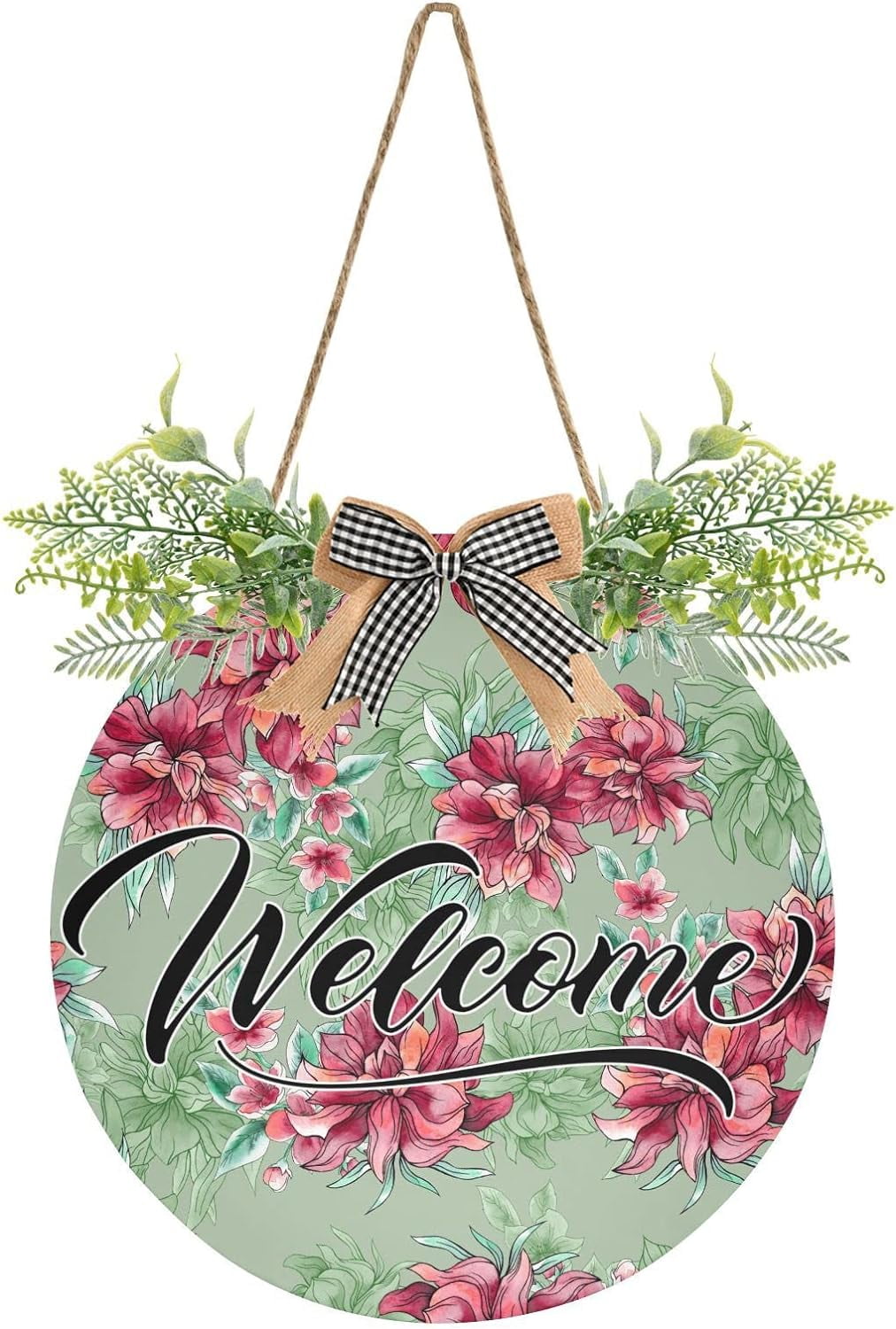 Coolnut Flower Welcome Sign for Front Door, Rustic Wooden Wall Sign ...