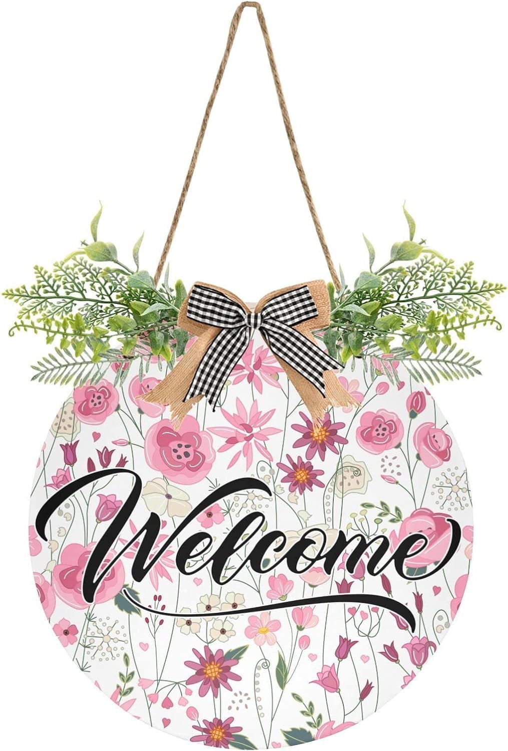 Coolnut Flower Welcome Sign for Front Door, Rustic Wooden Wall Sign ...