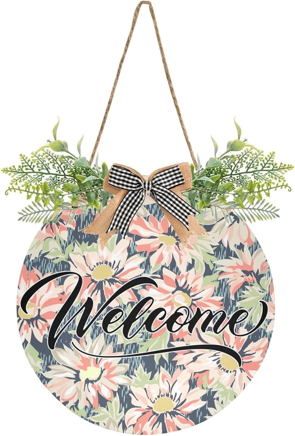 Coolnut Flower Welcome Sign for Front Door, Rustic Wooden Wall Sign ...