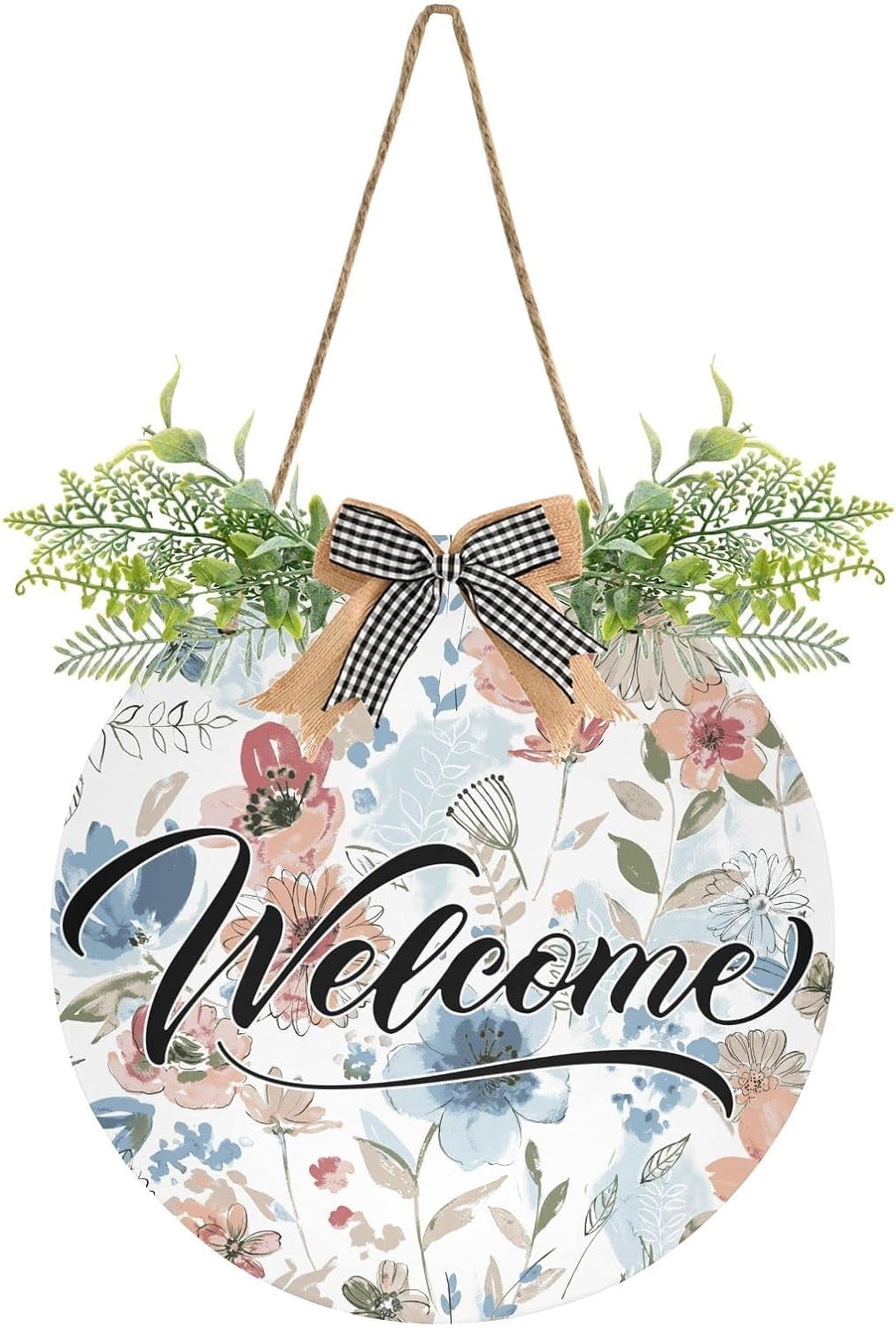 Coolnut Flower Welcome Sign for Front Door, Rustic Wooden Wall Sign ...