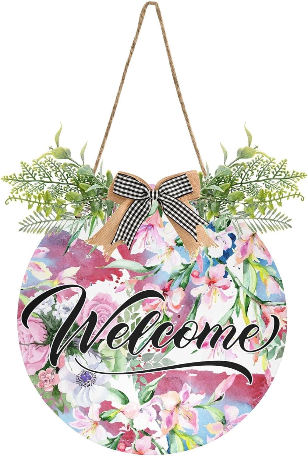 Coolnut Flower Welcome Sign for Front Door, Rustic Wooden Wall Sign ...