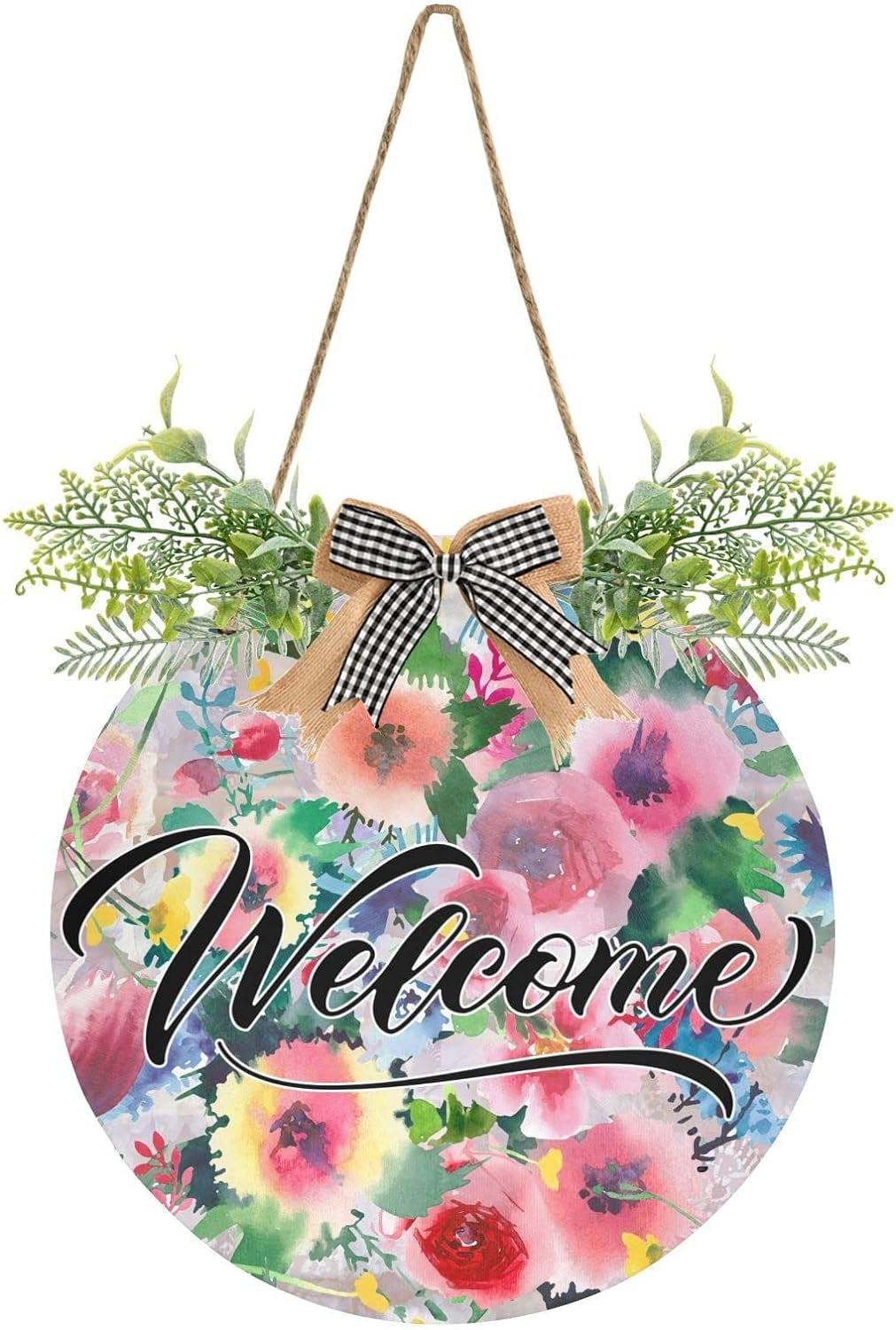 Coolnut Flower Welcome Sign for Front Door, Rustic Wooden Wall Sign ...