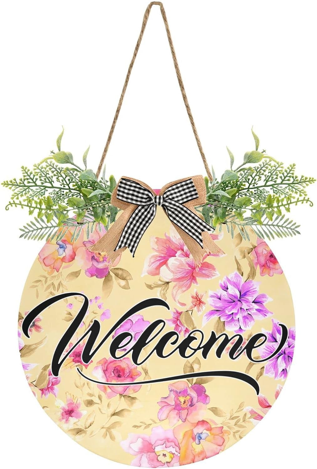 Coolnut Flower Welcome Sign for Front Door, Rustic Wooden Wall Sign ...