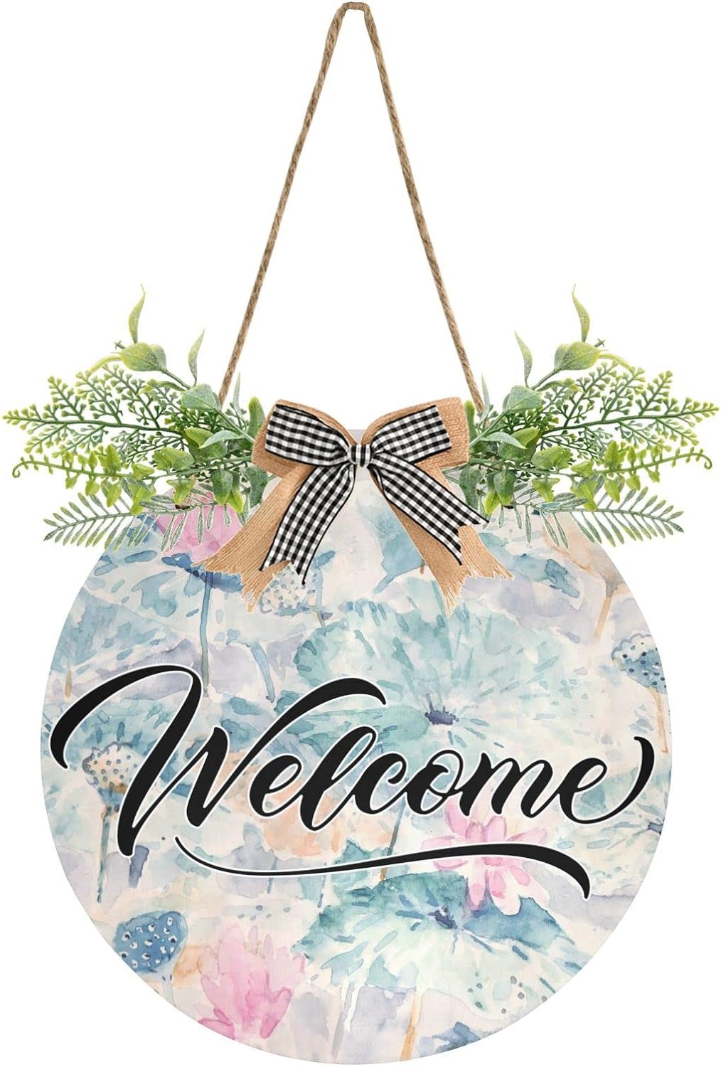 Coolnut Flower Welcome Sign for Front Door, Rustic Wooden Wall Sign ...