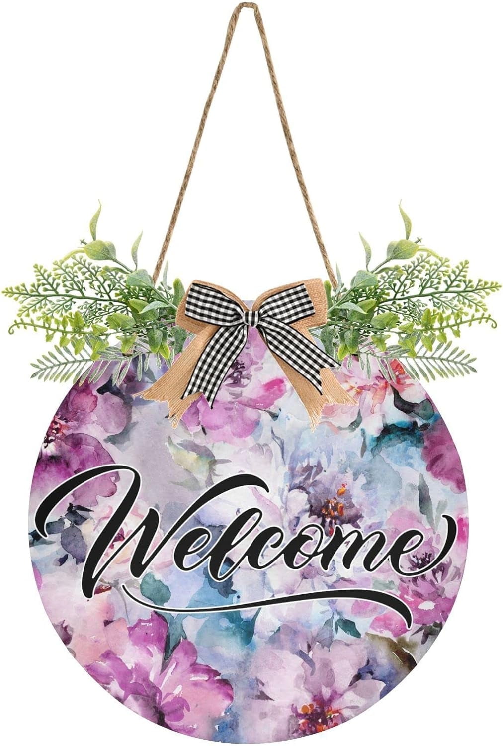 Coolnut Flower Welcome Sign for Front Door, Rustic Wooden Wall Sign ...