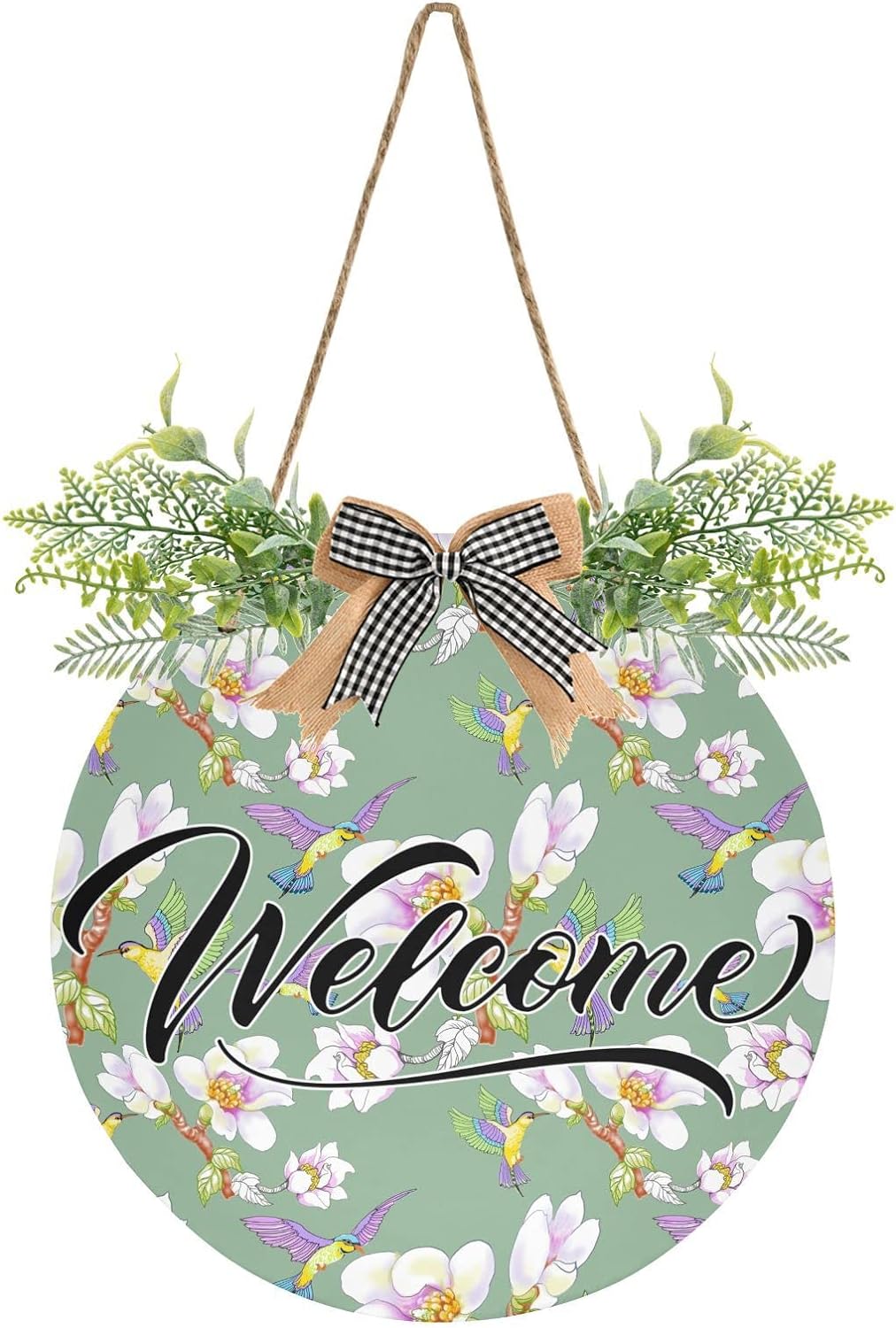 Coolnut Flower Welcome Sign for Front Door, Rustic Wooden Wall Sign ...