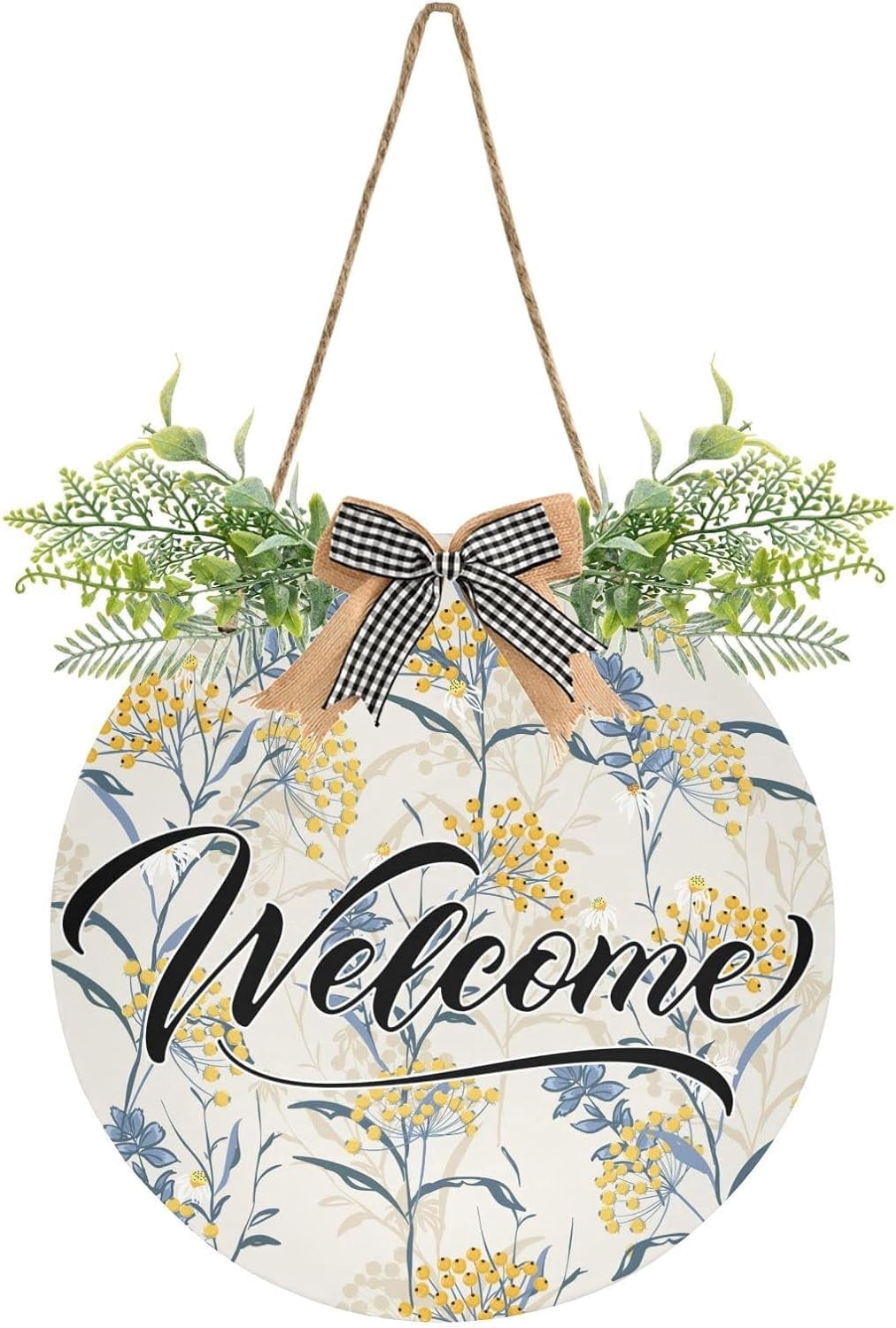 Coolnut Flower Welcome Sign for Front Door, Rustic Wooden Wall Sign ...