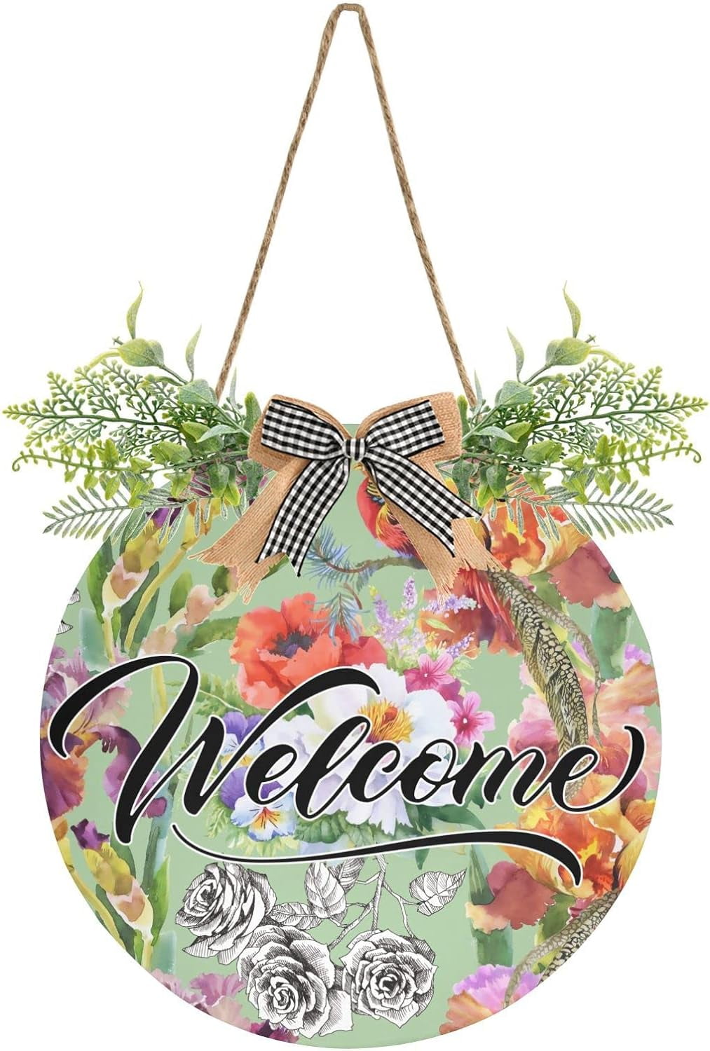 Coolnut Flower Welcome Sign for Front Door, Rustic Wooden Wall Sign ...