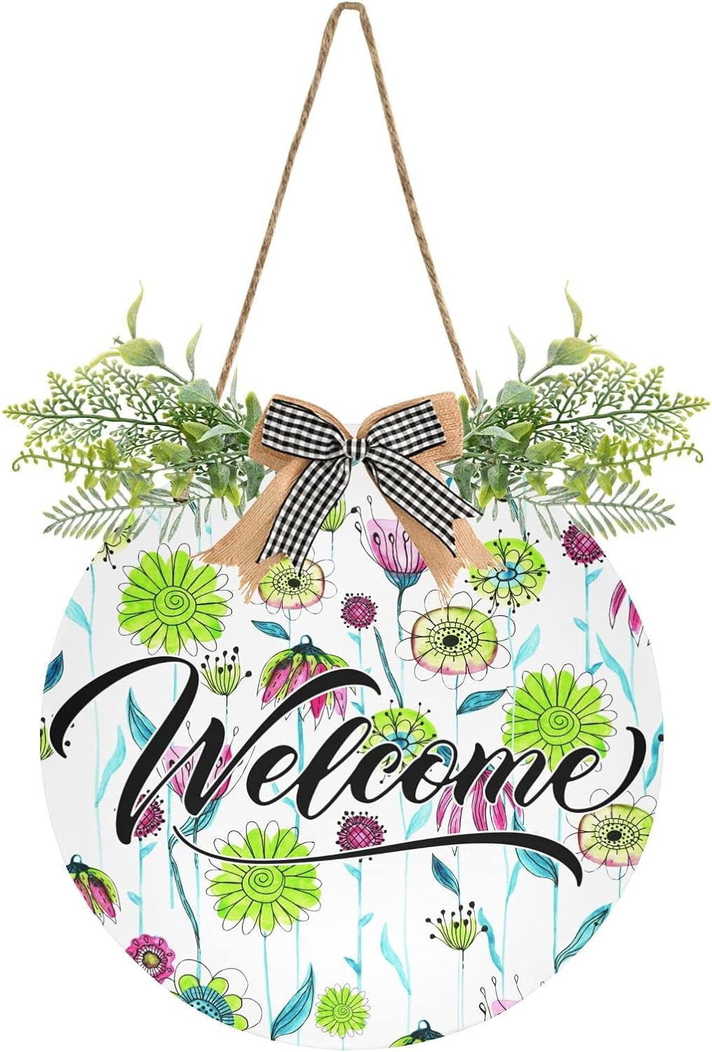 Coolnut Flower Welcome Sign for Front Door, Rustic Wooden Wall Sign ...