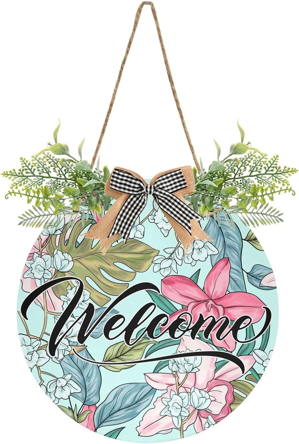 Coolnut Flower Welcome Sign for Front Door, Rustic Wooden Wall Sign ...