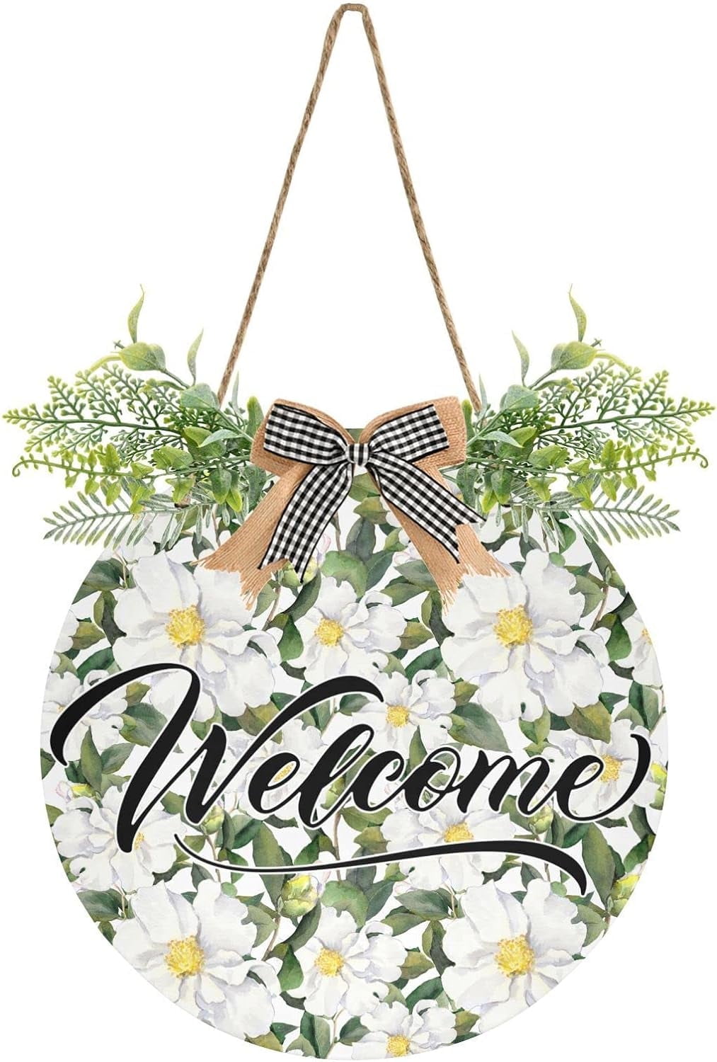 Coolnut Flower Welcome Sign for Front Door, Rustic Wooden Wall Sign ...