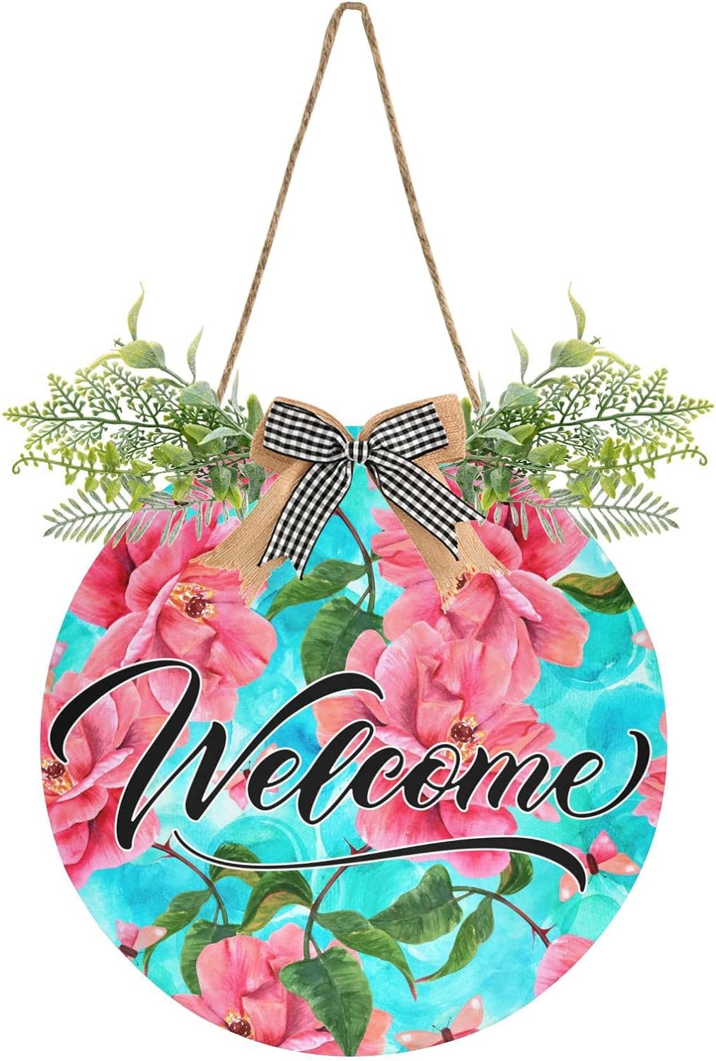 Coolnut Flower Welcome Sign for Front Door, Rustic Wooden Wall Sign ...