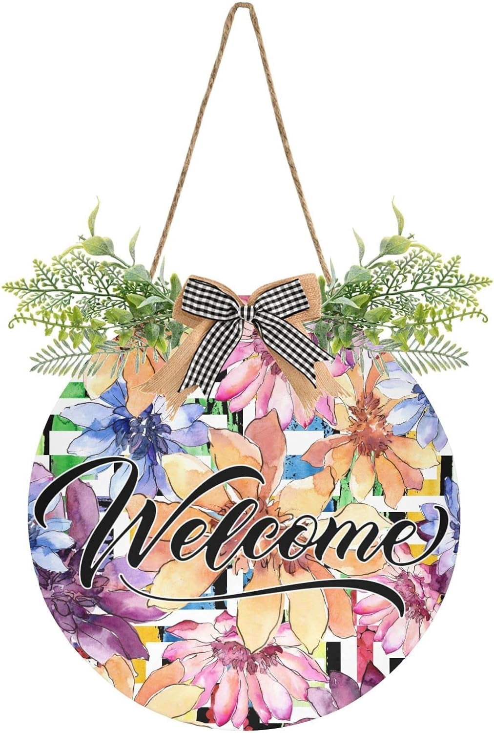 Coolnut Flower Welcome Sign for Front Door, Rustic Wooden Wall Sign ...