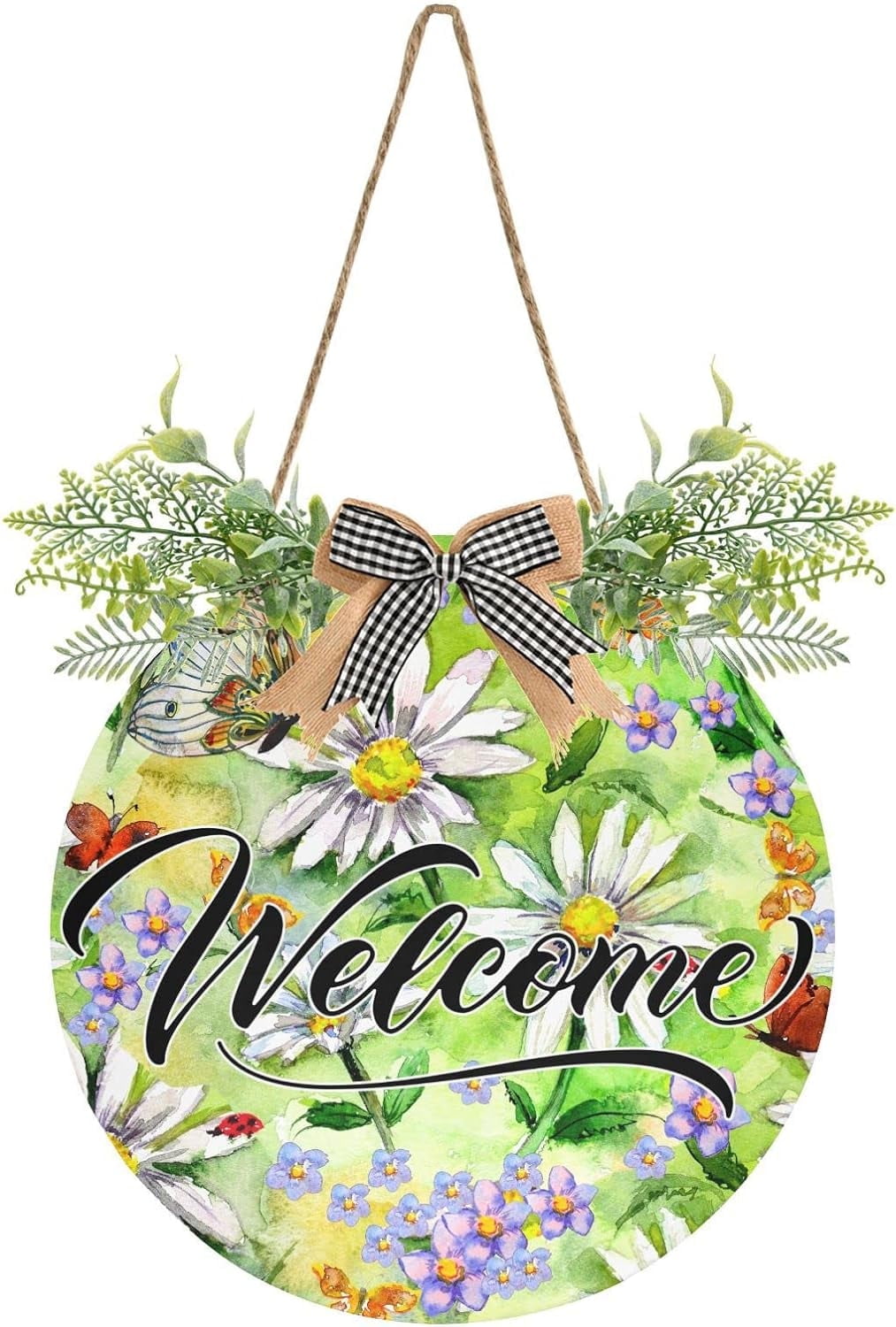 Coolnut Flower Welcome Sign for Front Door, Rustic Wooden Wall Sign ...