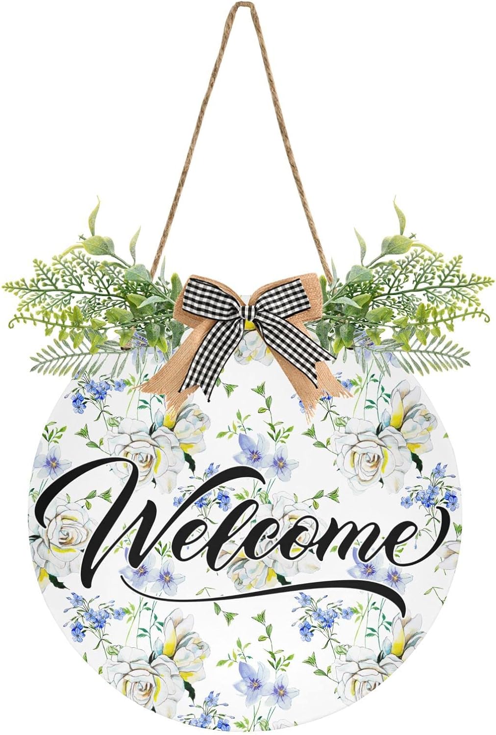 Coolnut Flower Welcome Sign for Front Door, Rustic Wooden Wall Sign ...