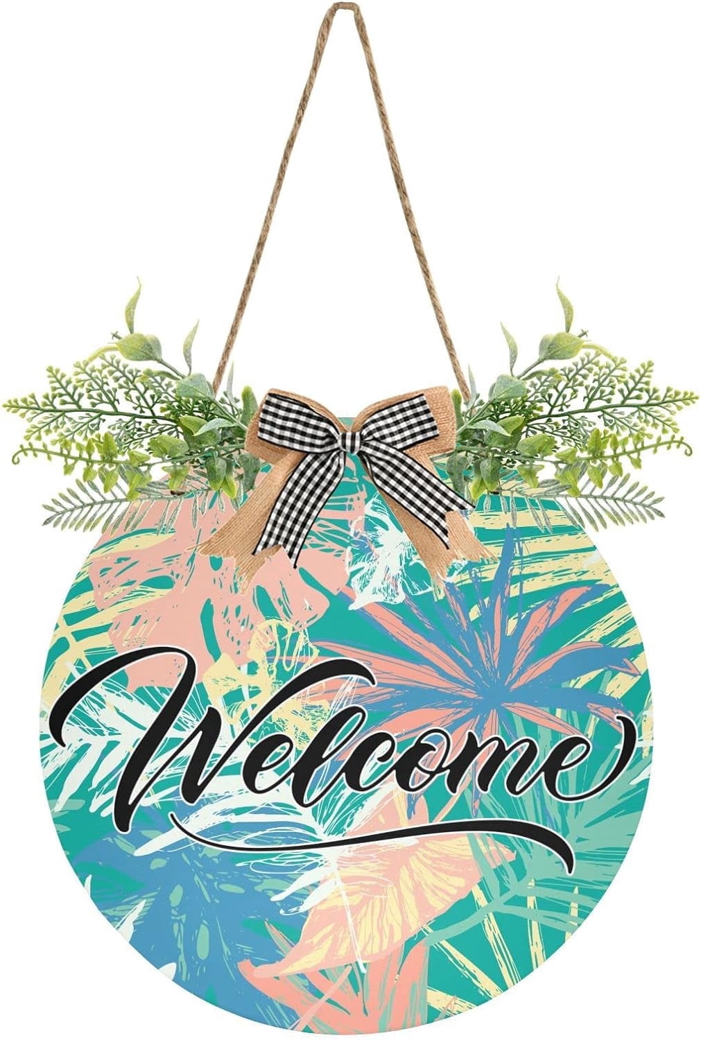 Coolnut Flower Welcome Sign for Front Door, Rustic Wooden Wall Sign ...