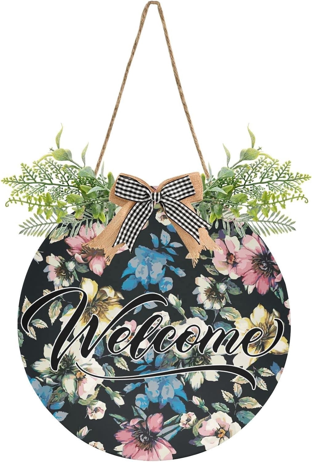 Coolnut Flower Welcome Sign for Front Door, Rustic Wooden Wall Sign ...