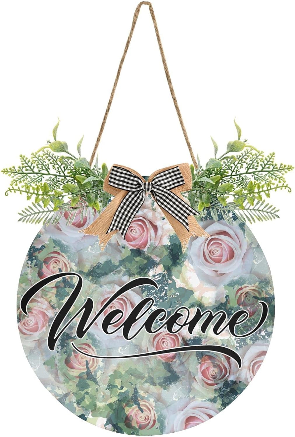 Coolnut Flower Welcome Sign for Front Door, Rustic Wooden Wall Sign ...