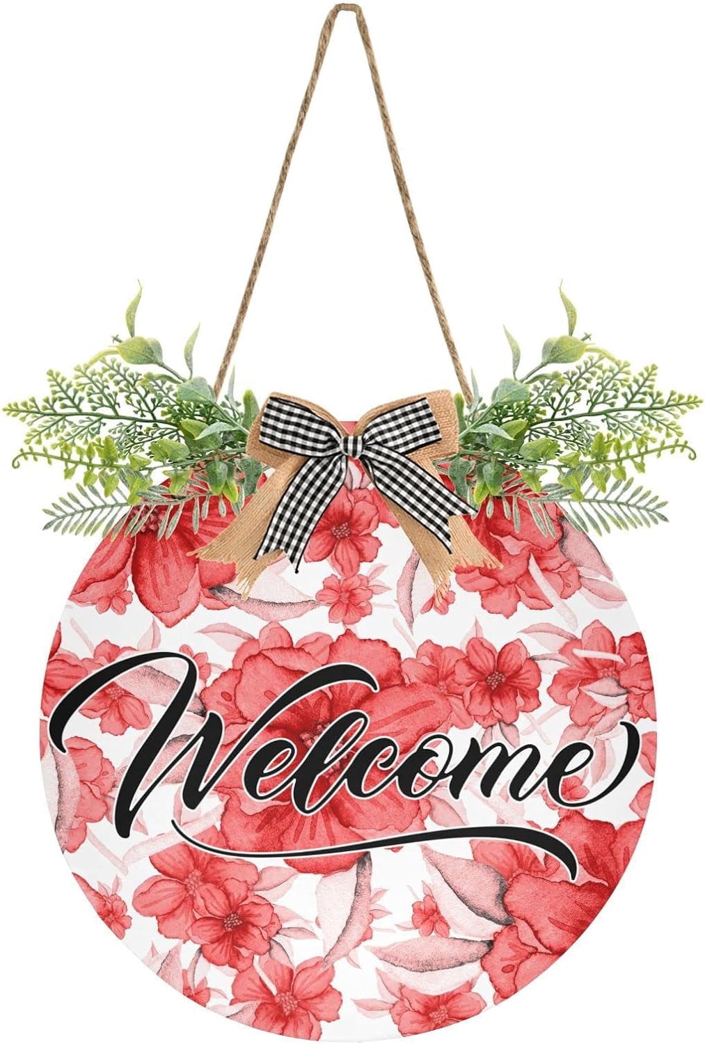 Coolnut Flower Welcome Sign for Front Door, Rustic Wooden Wall Sign ...