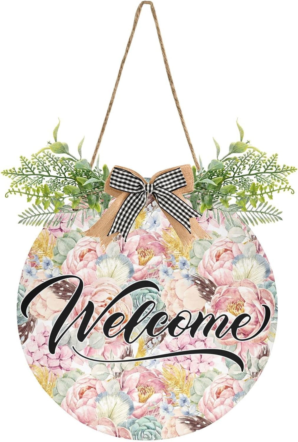 Coolnut Flower Welcome Sign for Front Door, Rustic Wooden Wall Sign ...