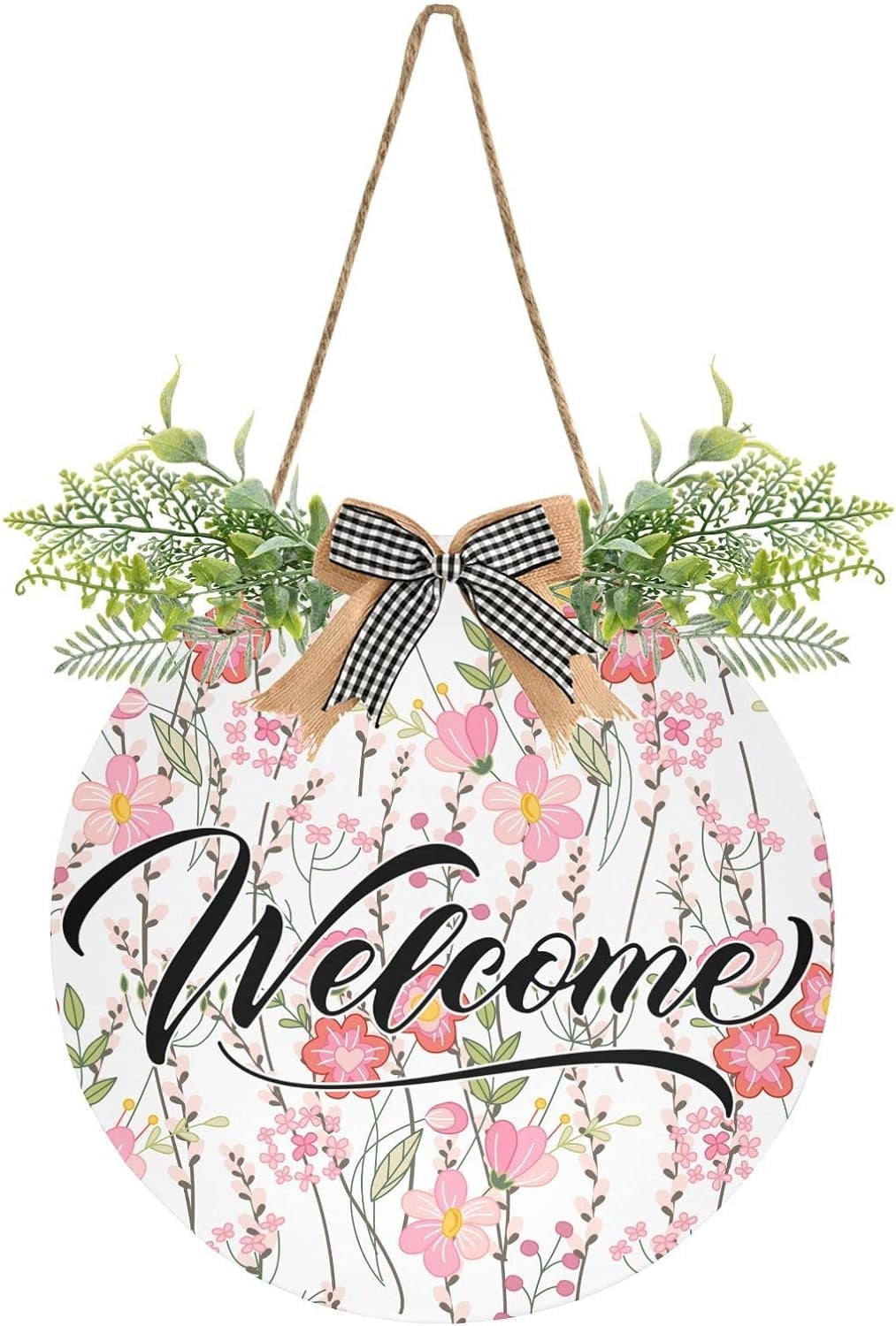 Coolnut Flower Welcome Sign for Front Door, Rustic Wooden Wall Sign ...