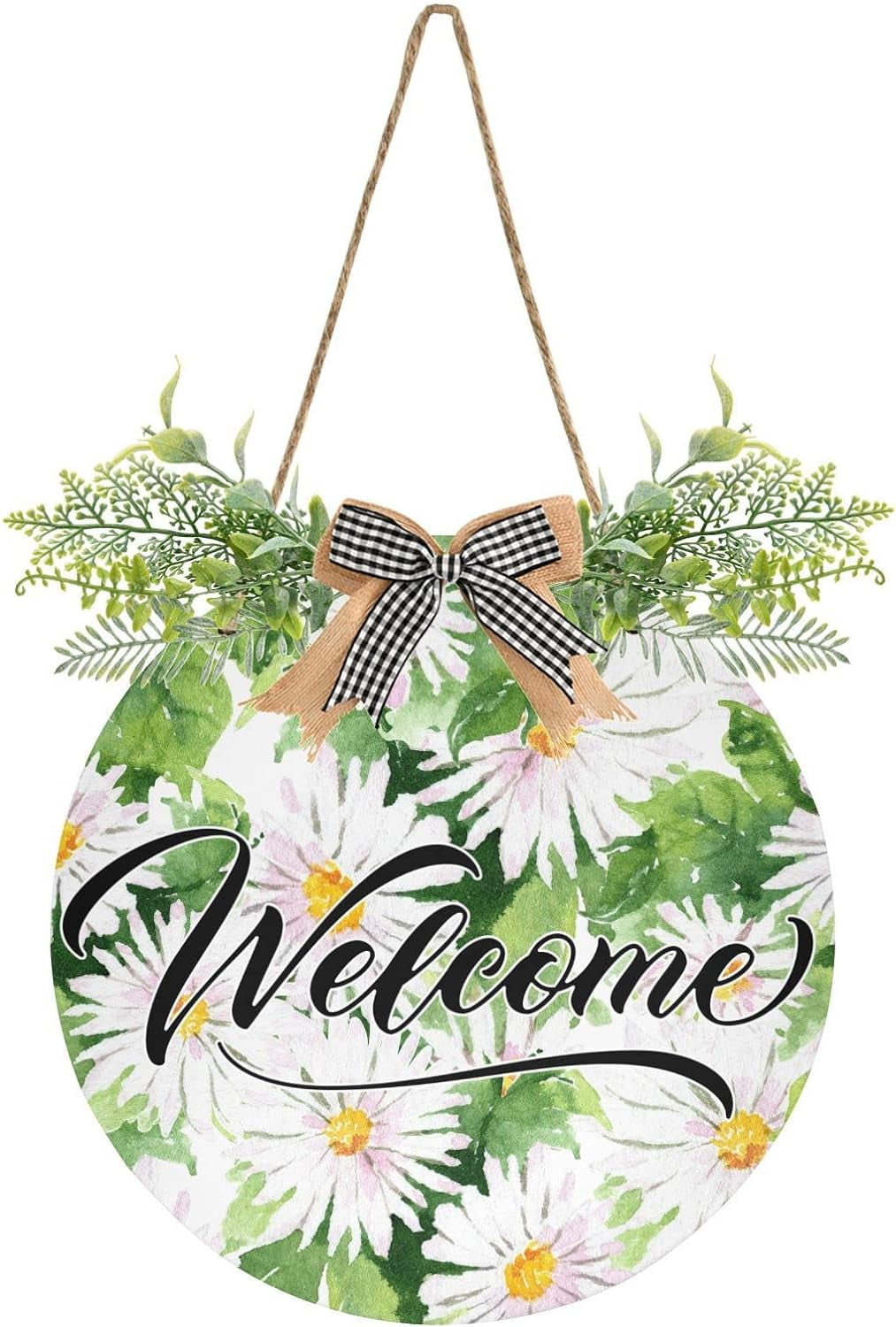 Coolnut Flower Welcome Sign for Front Door, Rustic Wooden Wall Sign ...