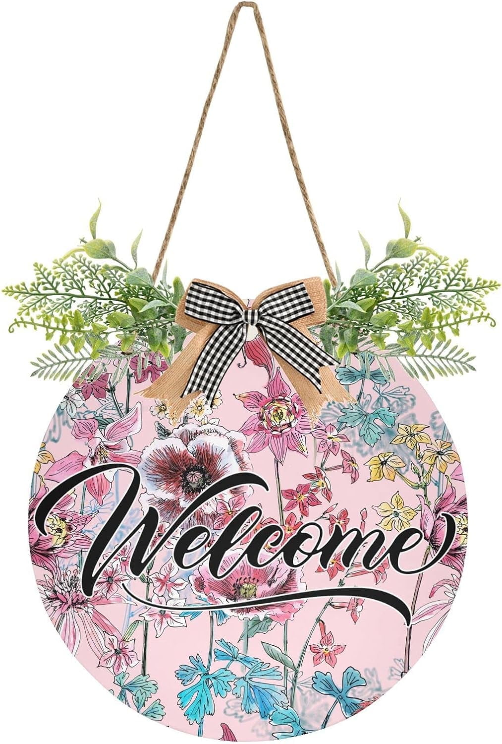 Coolnut Flower Welcome Sign for Front Door, Rustic Wooden Wall Sign ...