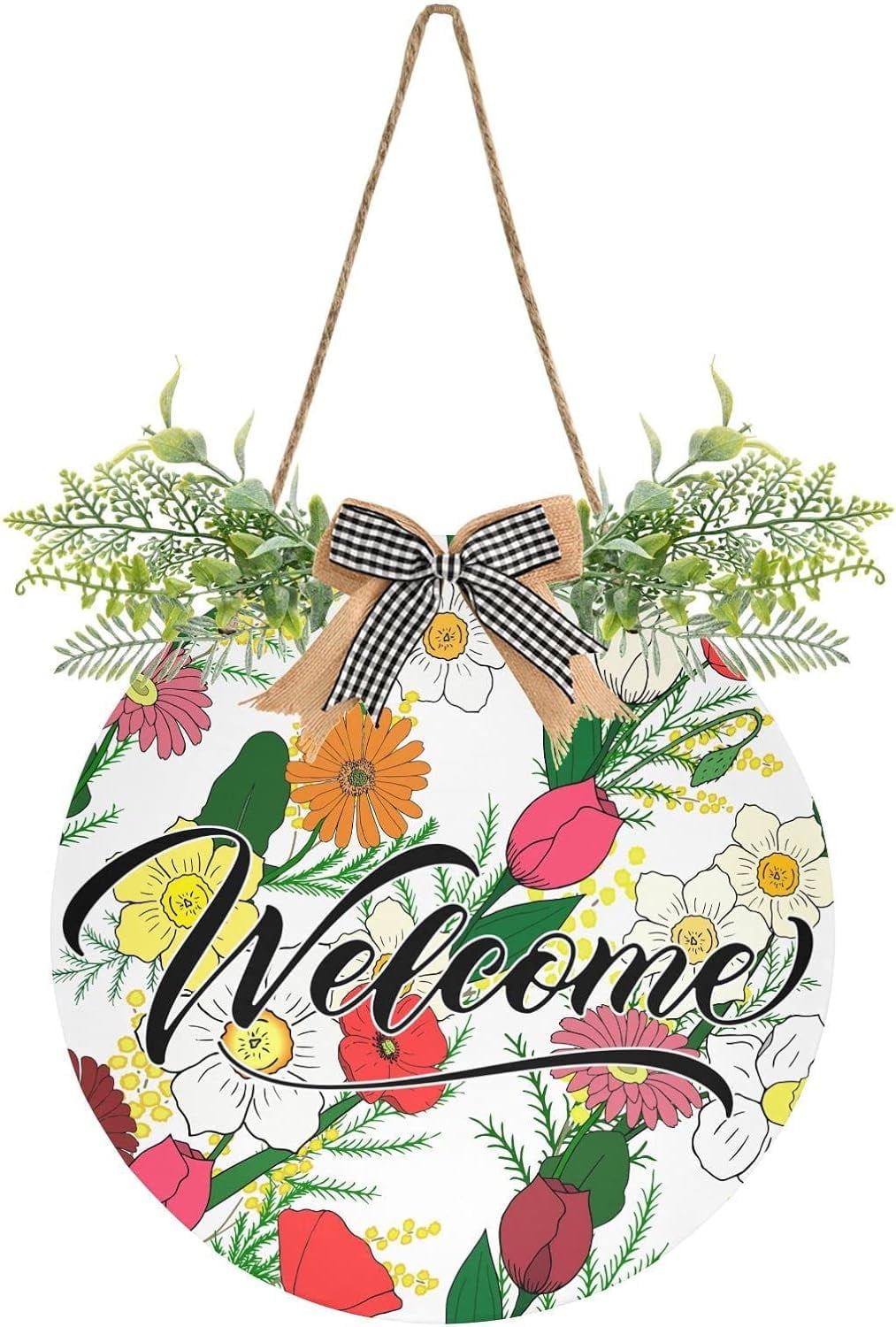 Coolnut Flower Welcome Sign for Front Door, Rustic Wooden Wall Sign ...