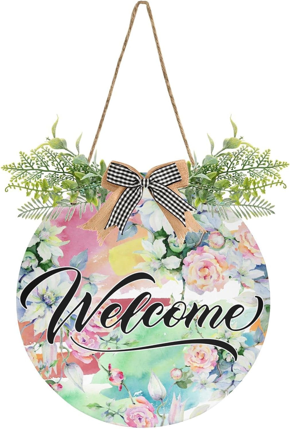 Coolnut Flower Welcome Sign for Front Door, Rustic Wooden Wall Sign ...