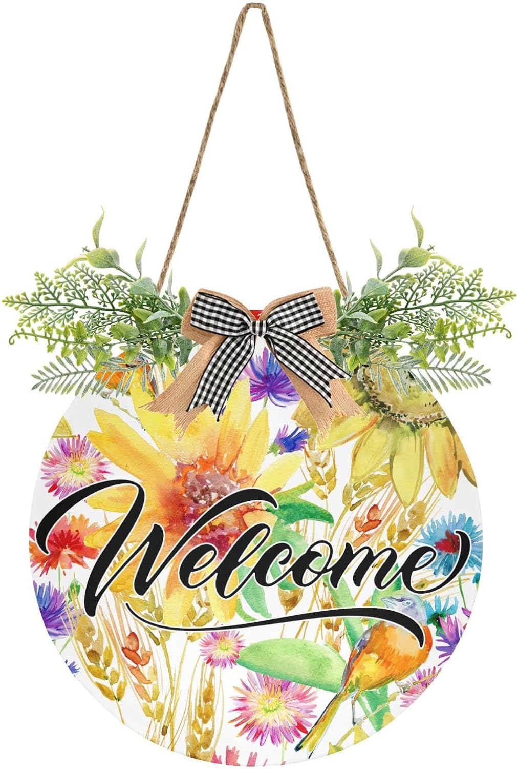 Coolnut Flower Welcome Sign for Front Door, Rustic Wooden Wall Sign ...